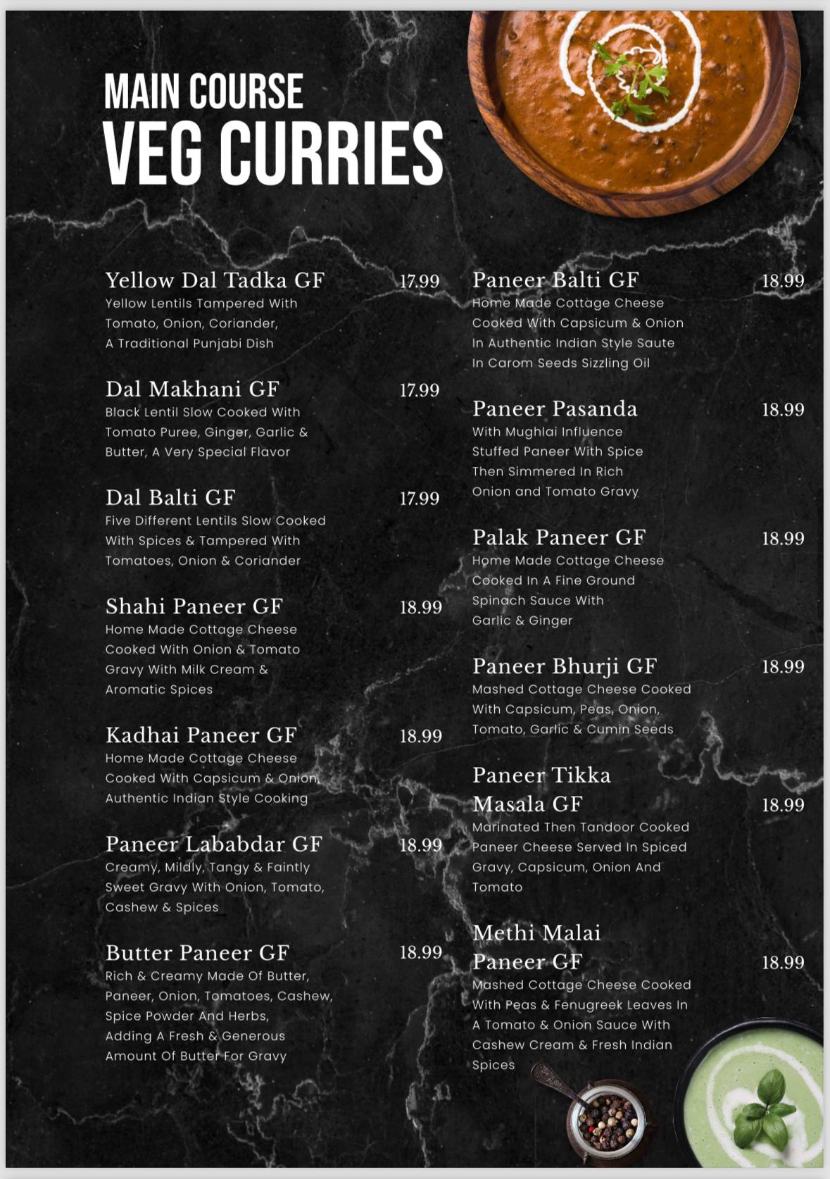 Menu at Amrin & Bros Top Indian Restaurant & Bar in Geelong, Geelong West