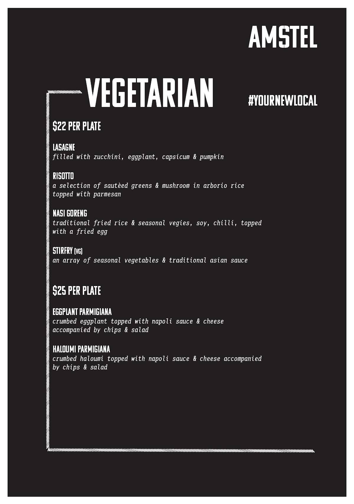 Menu at Amstel Club, Cranbourne