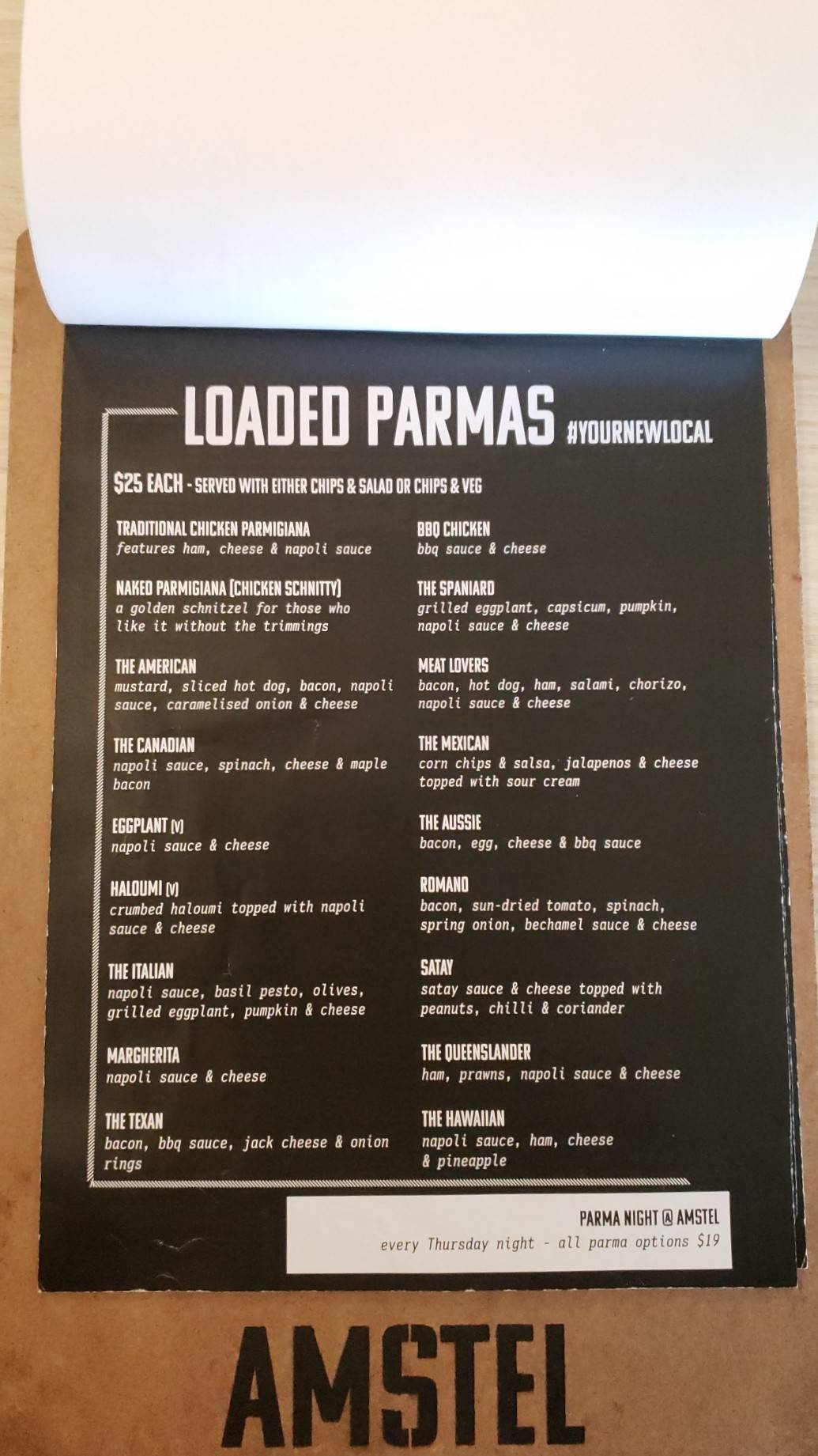 Menu at Amstel Club, Cranbourne