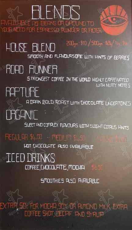 Menu at MatchBox - Anastasis Coffee Roasters cafe, Auckland