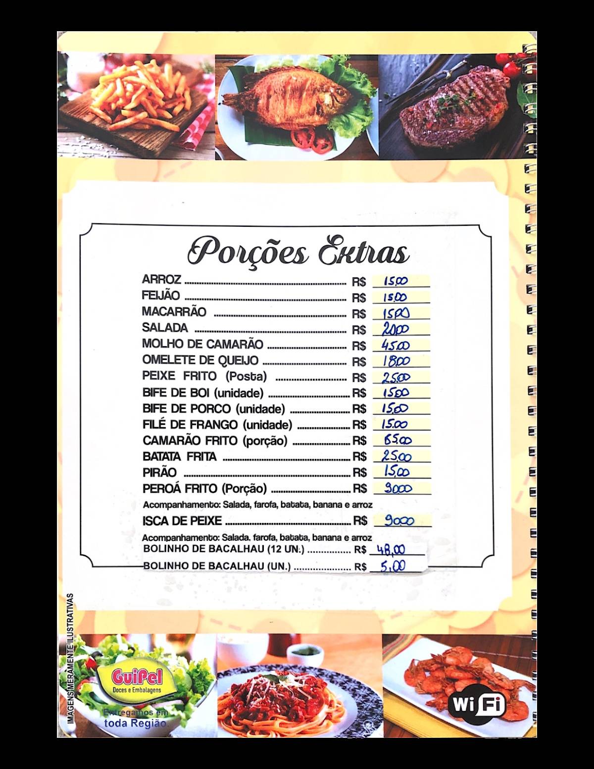 Menu em Restaurante do Português, Anchieta, Rua Jeronimo Monteiro