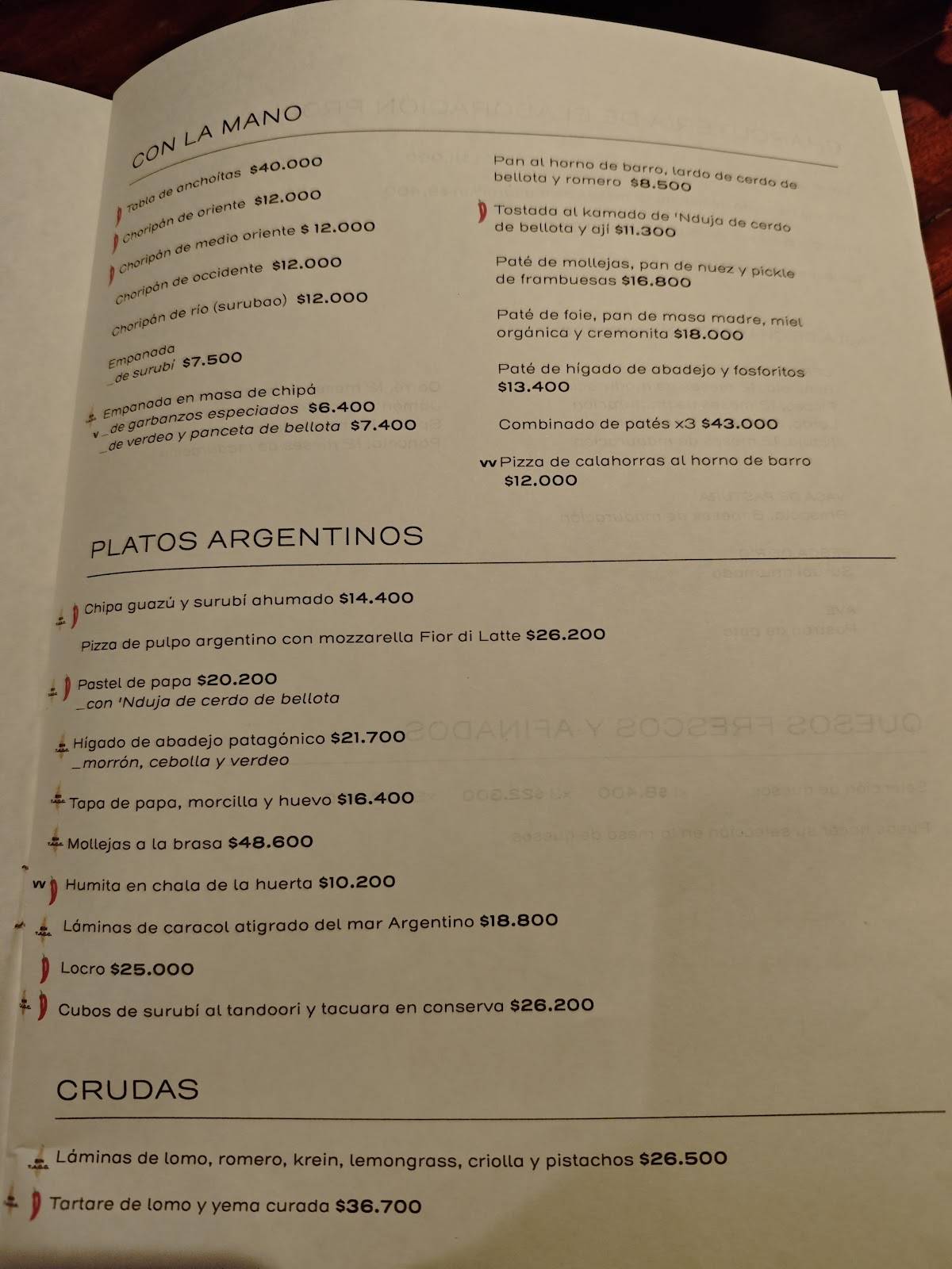 Carta de parrilla Anchoita, Buenos Aires