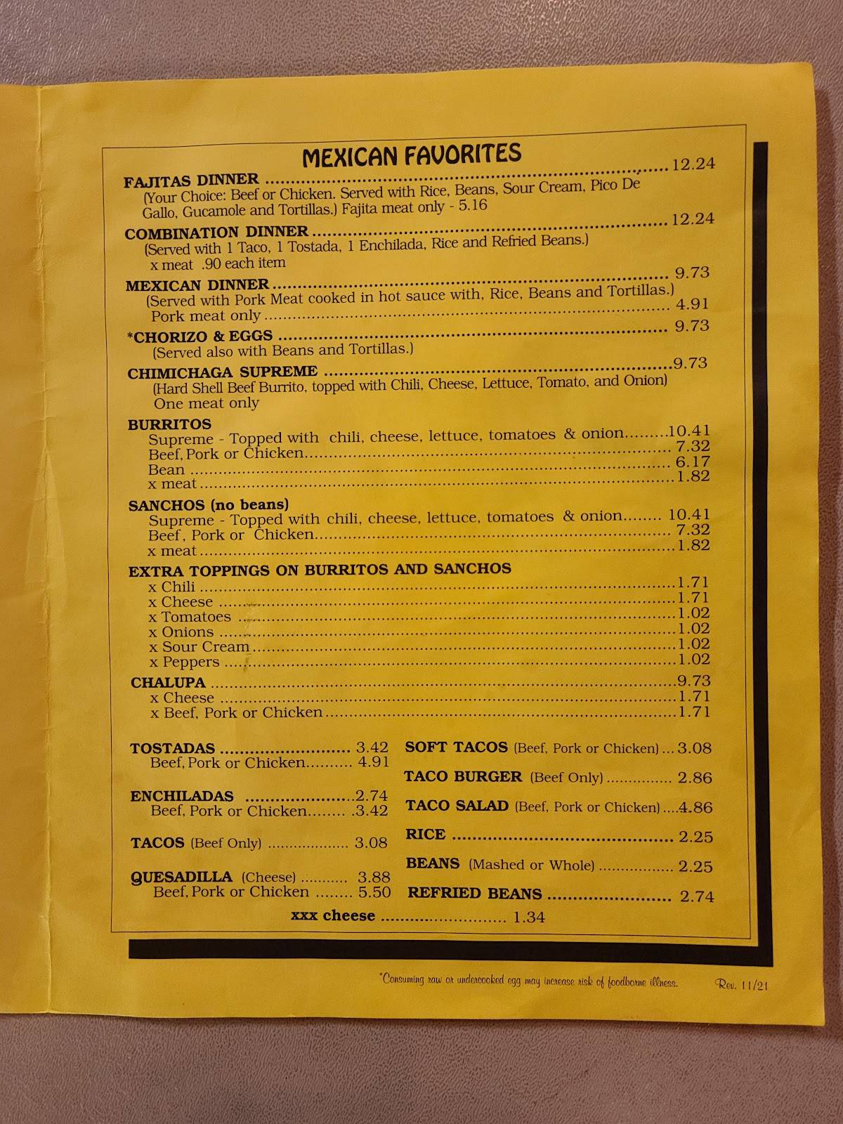 Menu at Anchor Inn Restaurant, Hutchinson, 128 S Main St