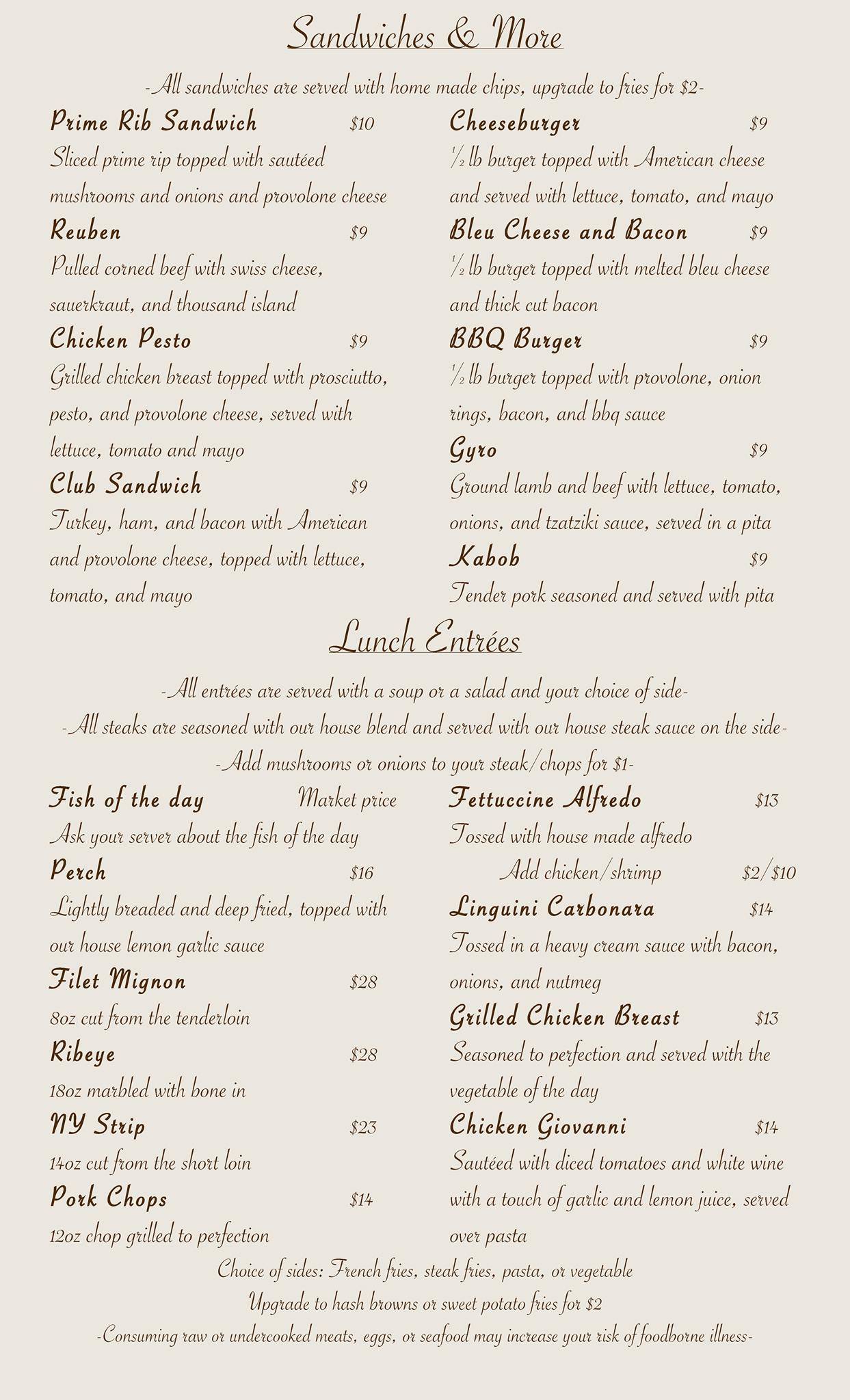 Menu at Angelo's Chop House steakhouse, Monroe