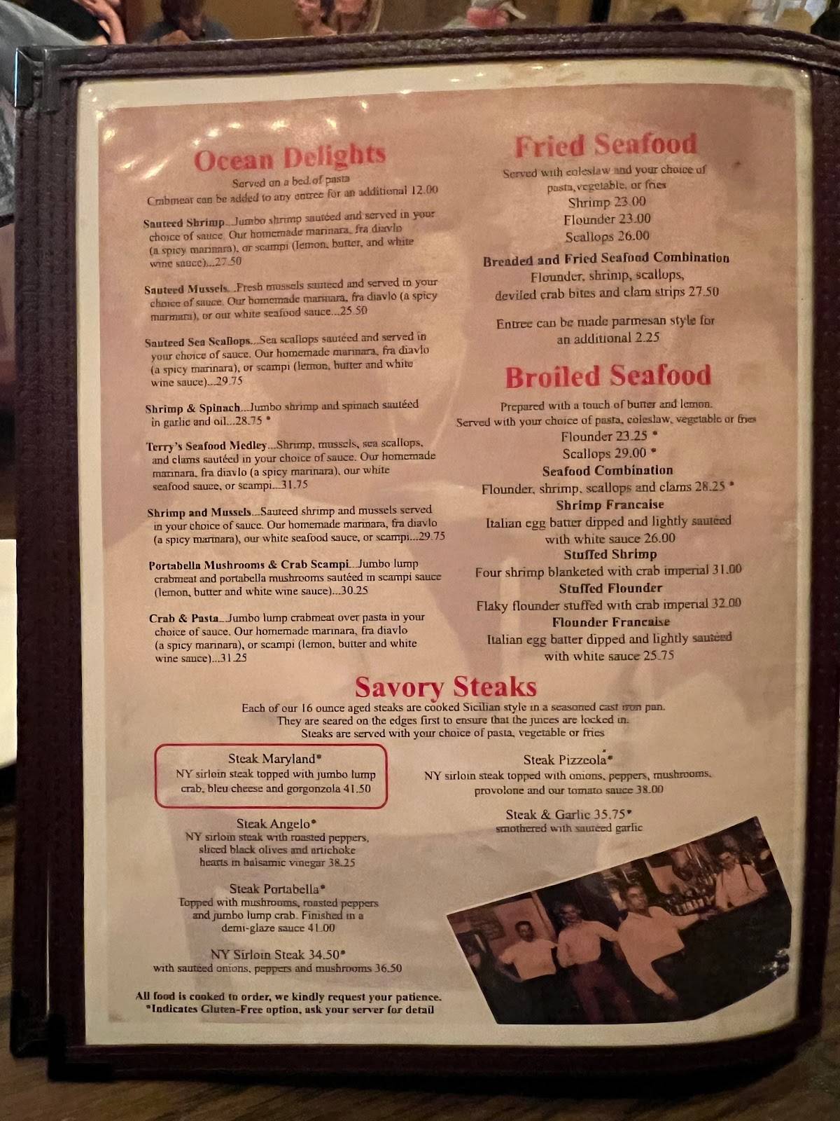 Menu at Angelo's Fairmount Tavern pub & bar, Atlantic City