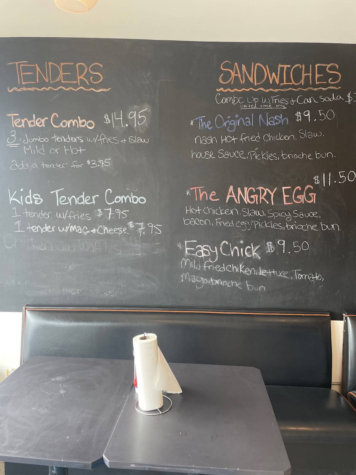 Menu at Angry Egg restaurant, Norridge