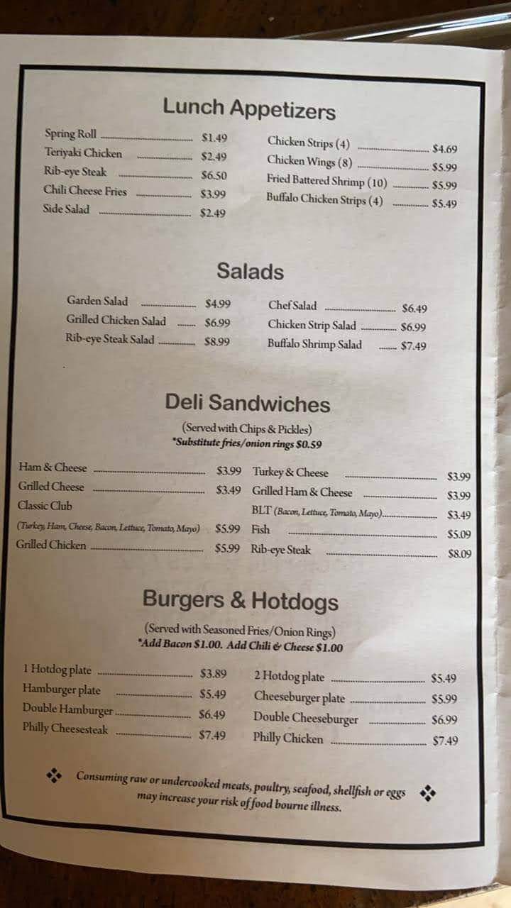 Menu at Anna J's restaurant, Rock Hill, 135 S Herlong Ave