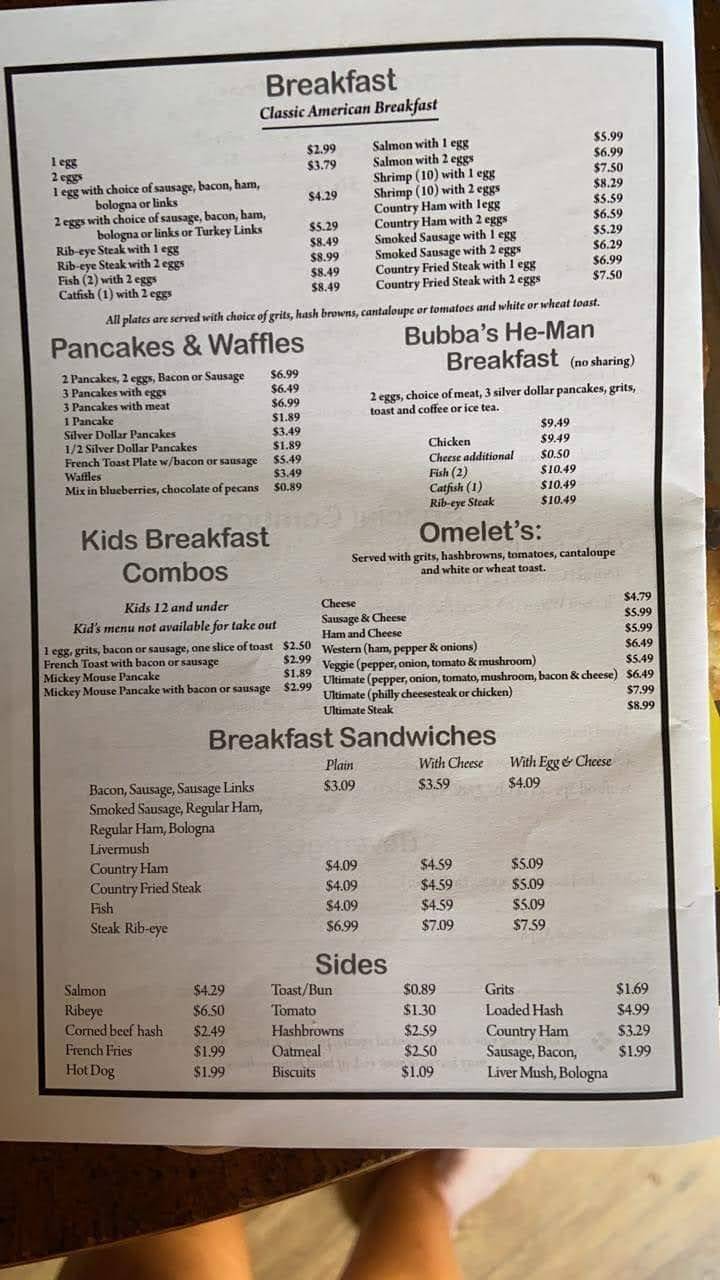 Menu at Anna J's restaurant, Rock Hill, 135 S Herlong Ave