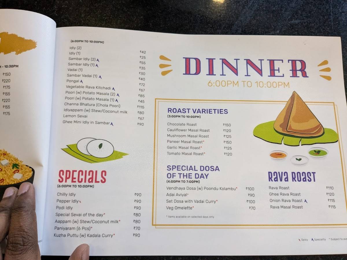 Menu at Annapoorna - Avinashi road, Coimbatore, 20A & 20B