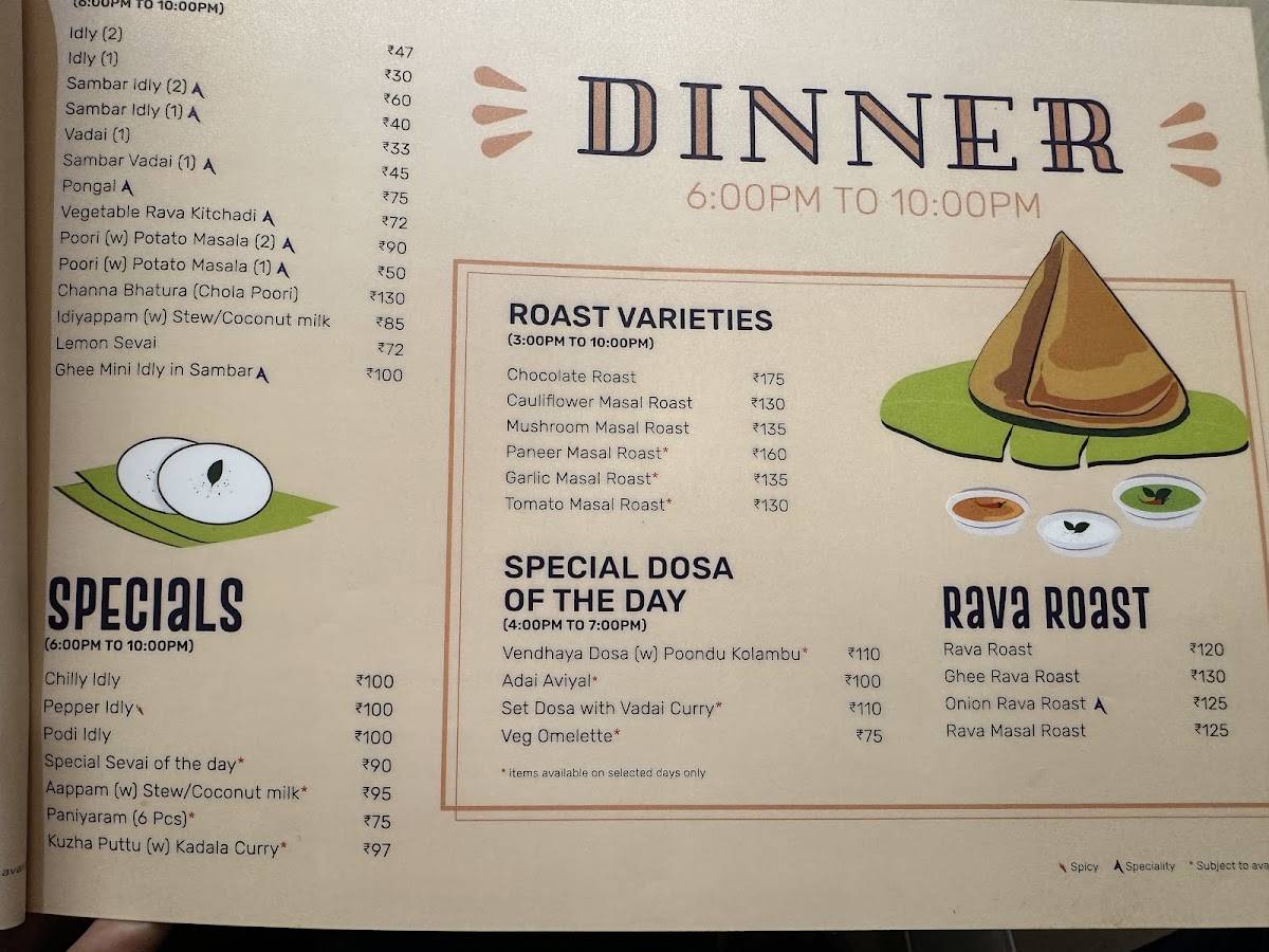 Menu at Annapoorna- Sundarapuram, Coimbatore, Coimbatore