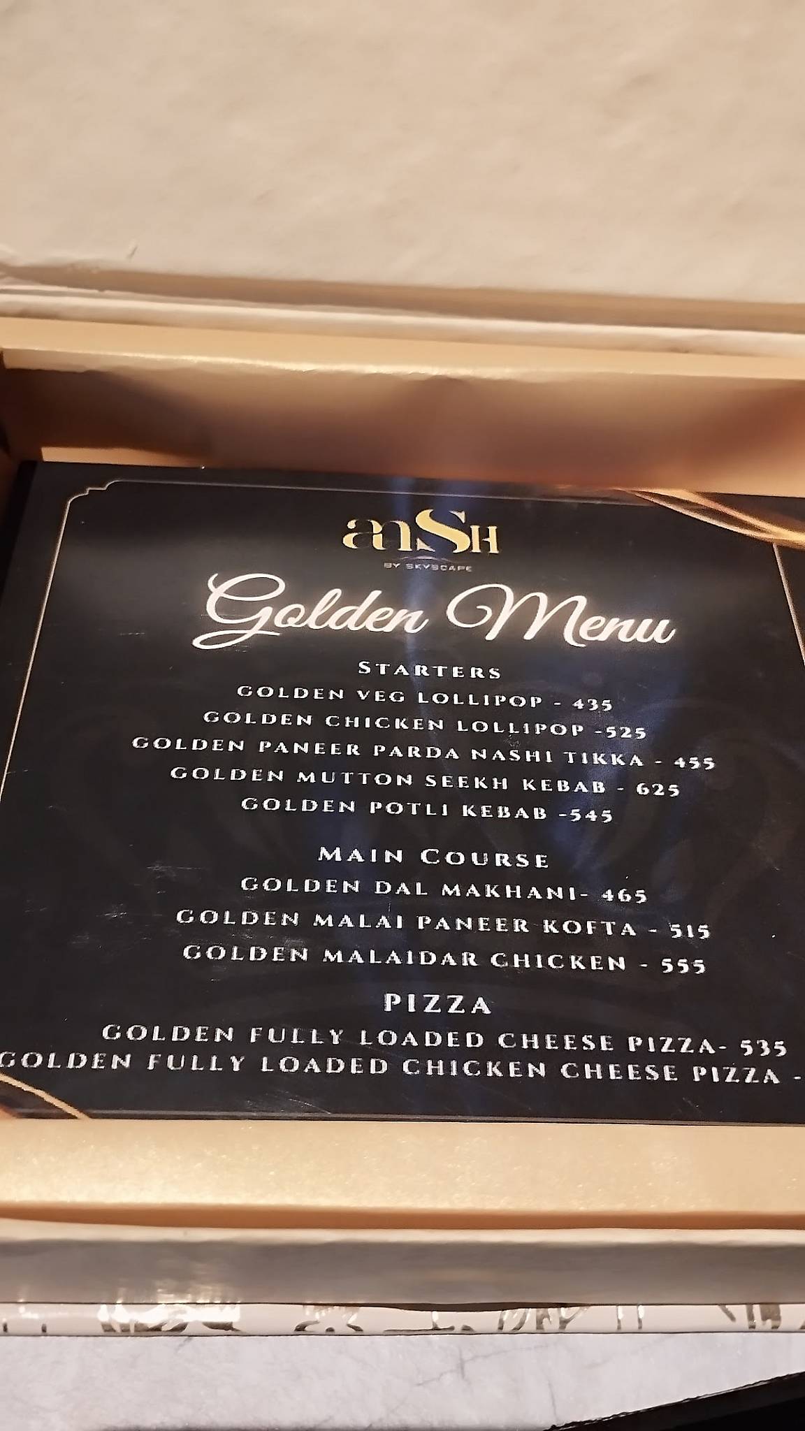Menu at Ansh, Ranchi