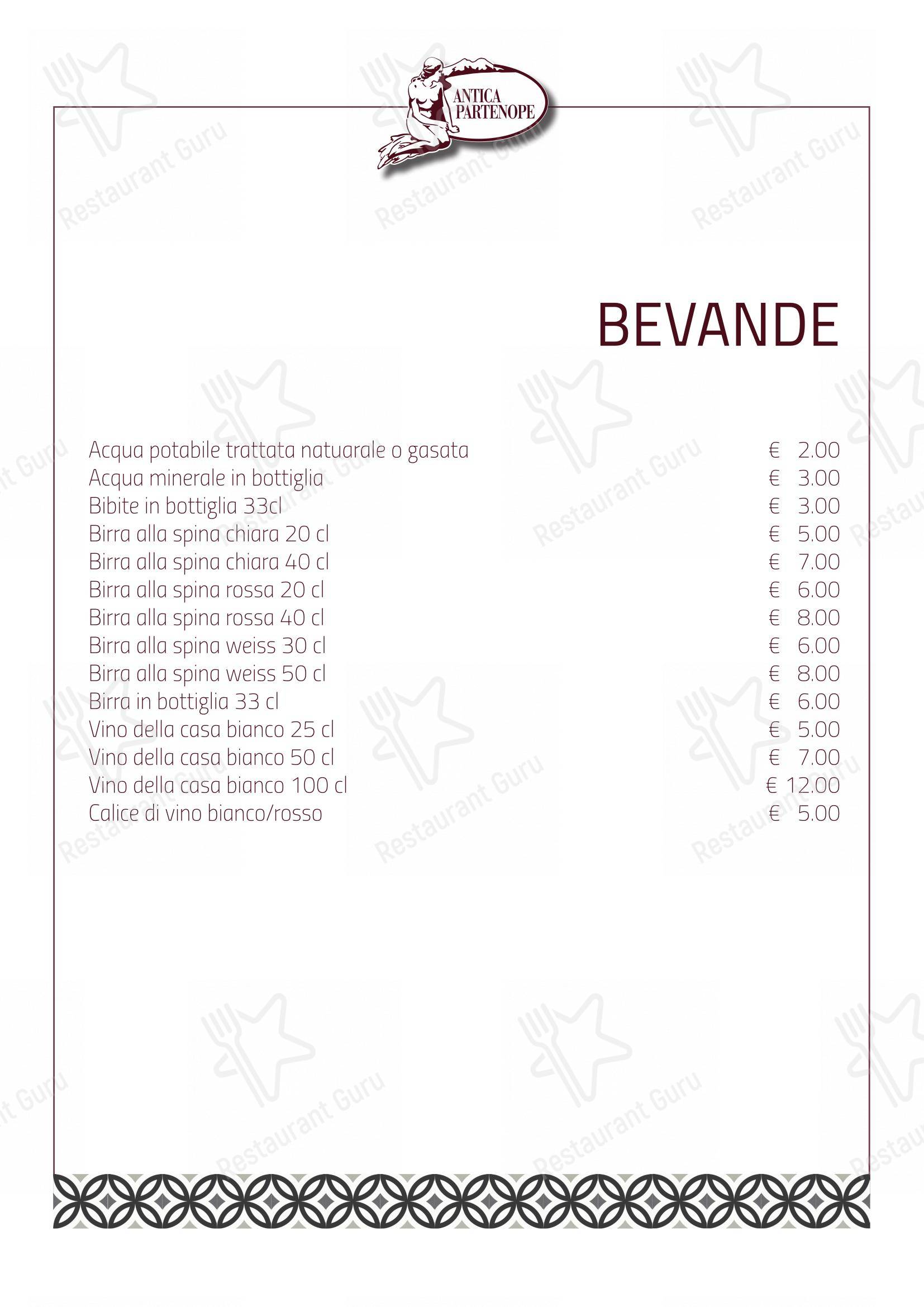 Menu da Ristorante Pizzeria Antica Partenope, Cesano Boscone