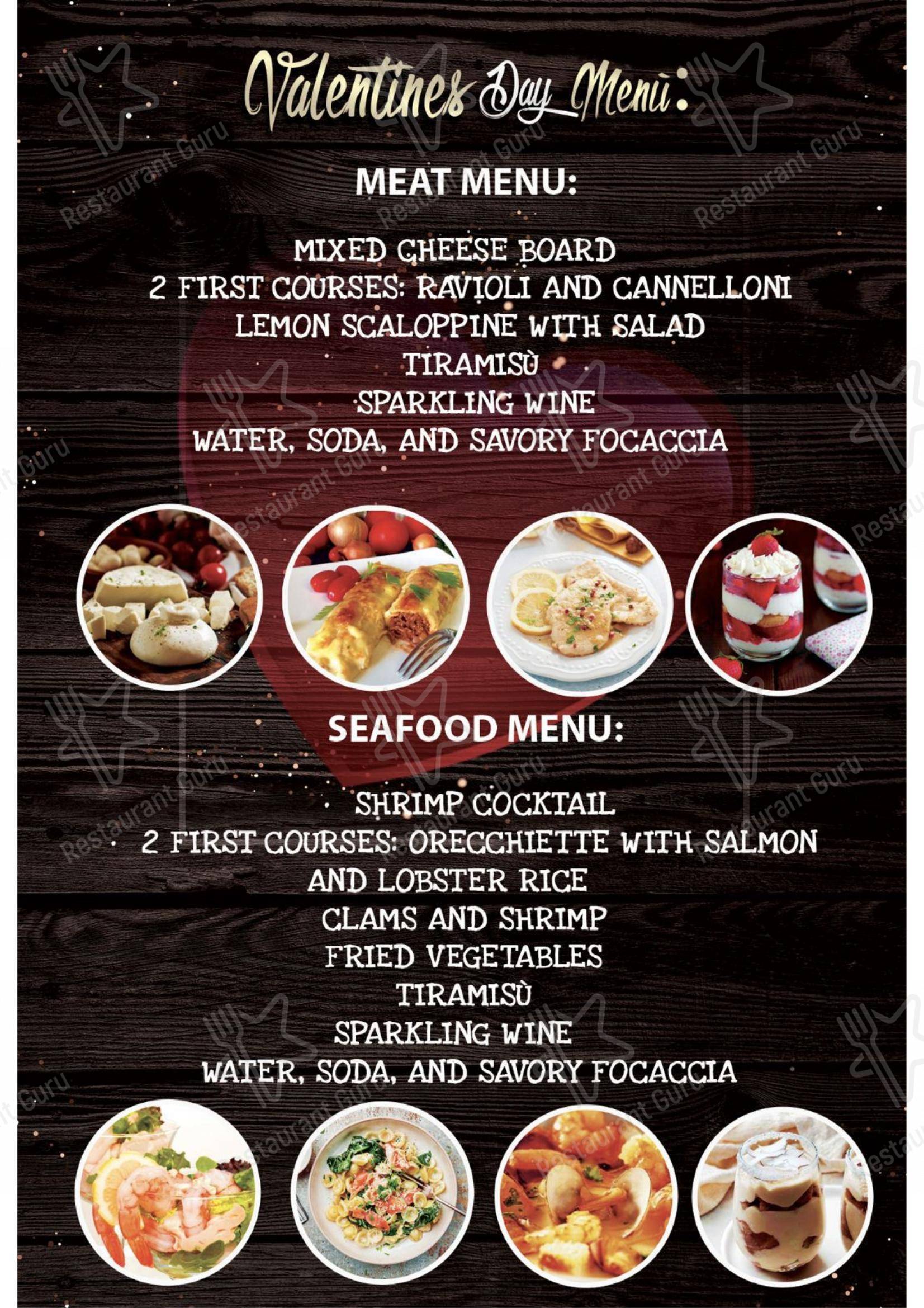 Menu at Antica Roma Italian Restaurant, Salt Lake City