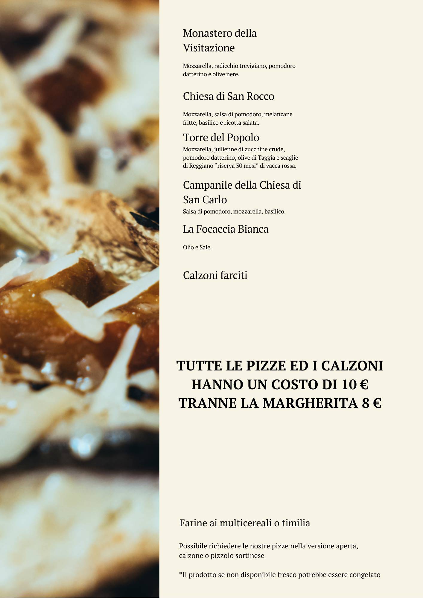 Menu at Antico Campanile pizzeria, Viagrande