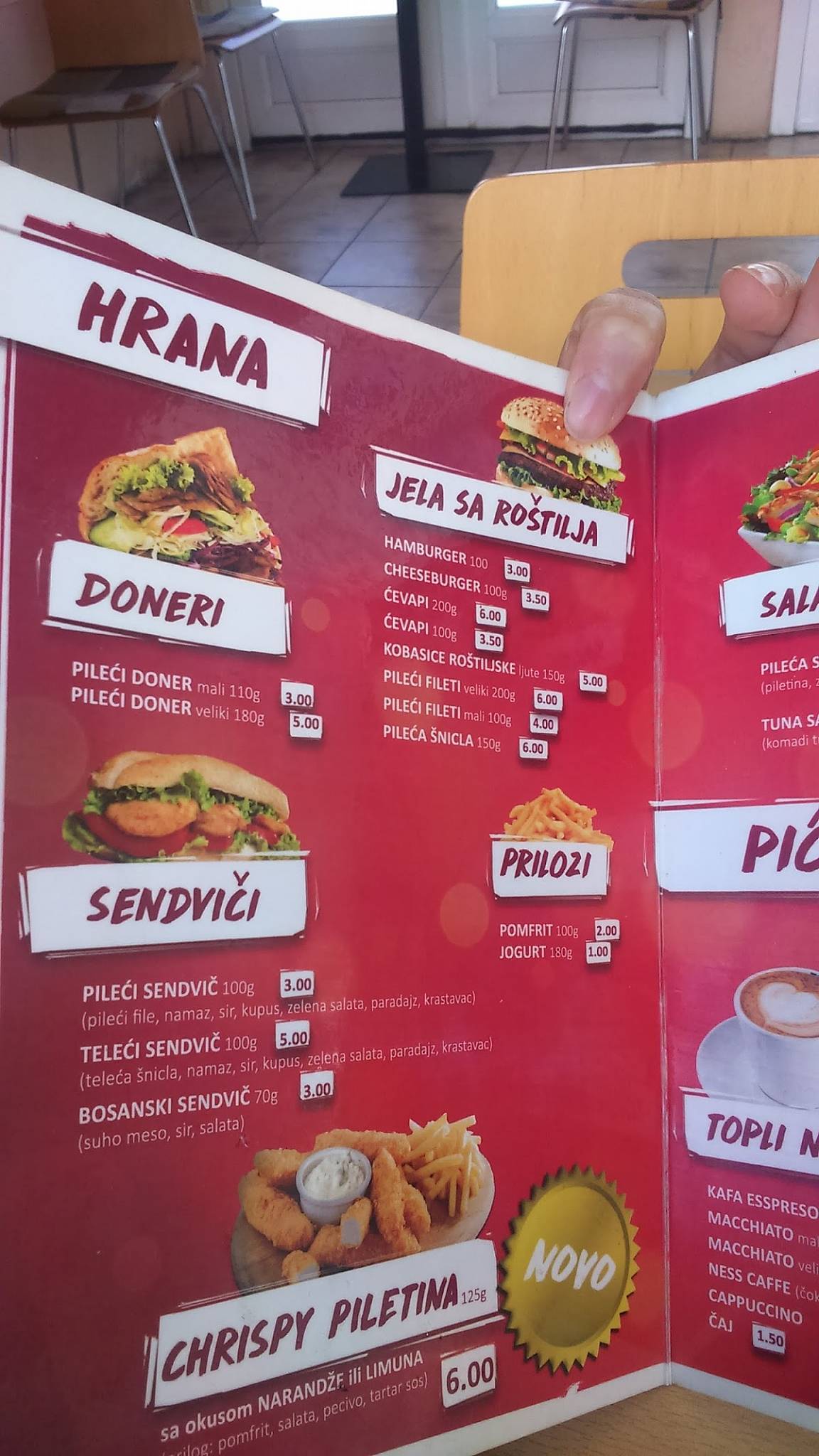 Speisekarte von Apetito restaurant, Sarajevo