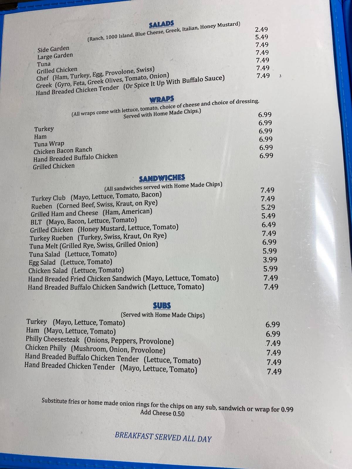 Menu at Apollo Beach Diner restaurant, Apollo Beach