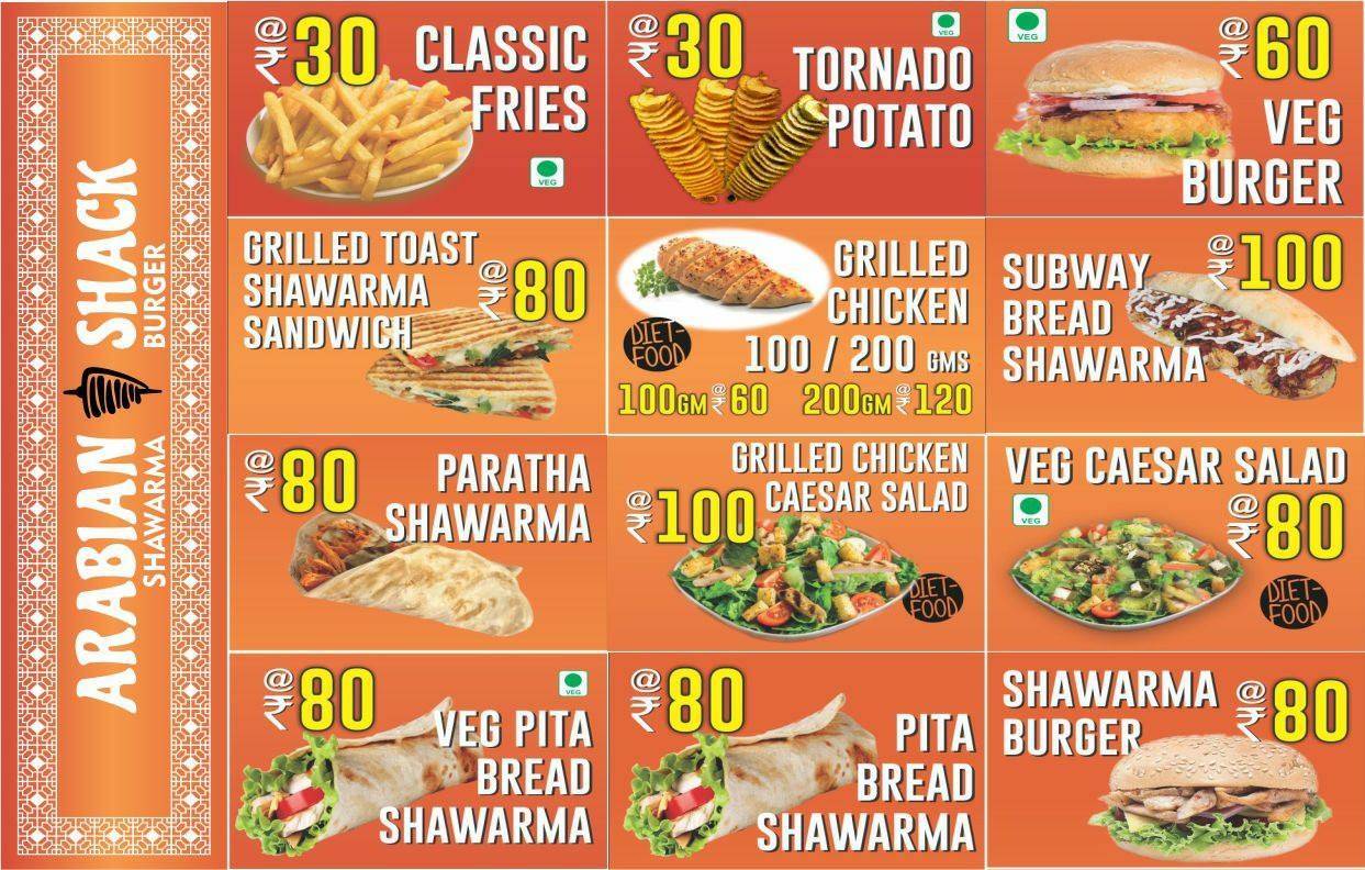 Menu at Arabian Shack, Nashik