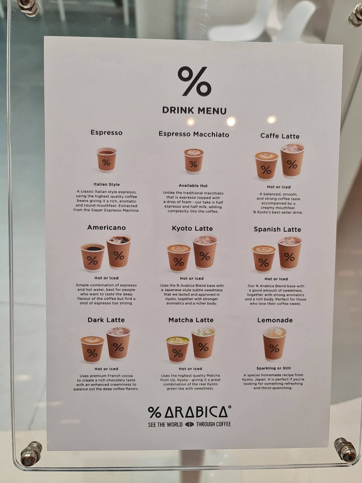 Menu at % Arabica Manila Mitsukoshi BGC cafe, Taguig
