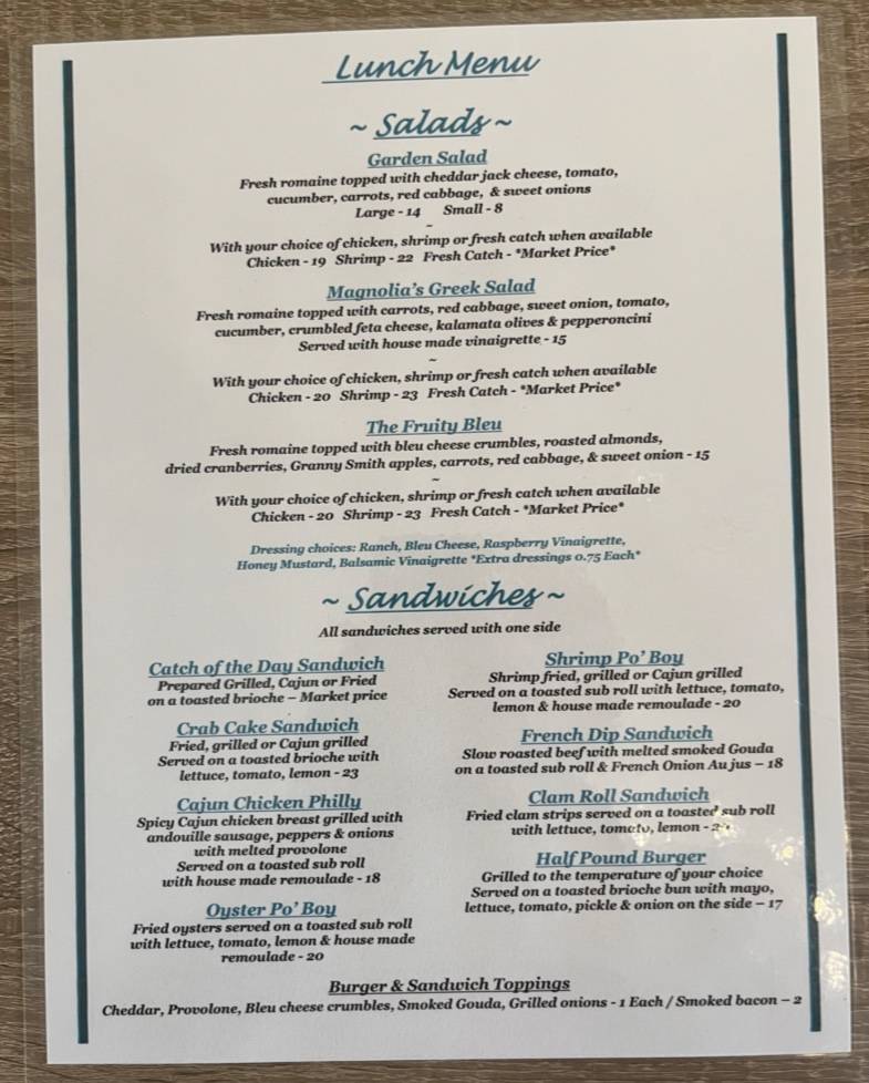 Menu at Arcadia Seafood & Grill restaurant, Arcadia