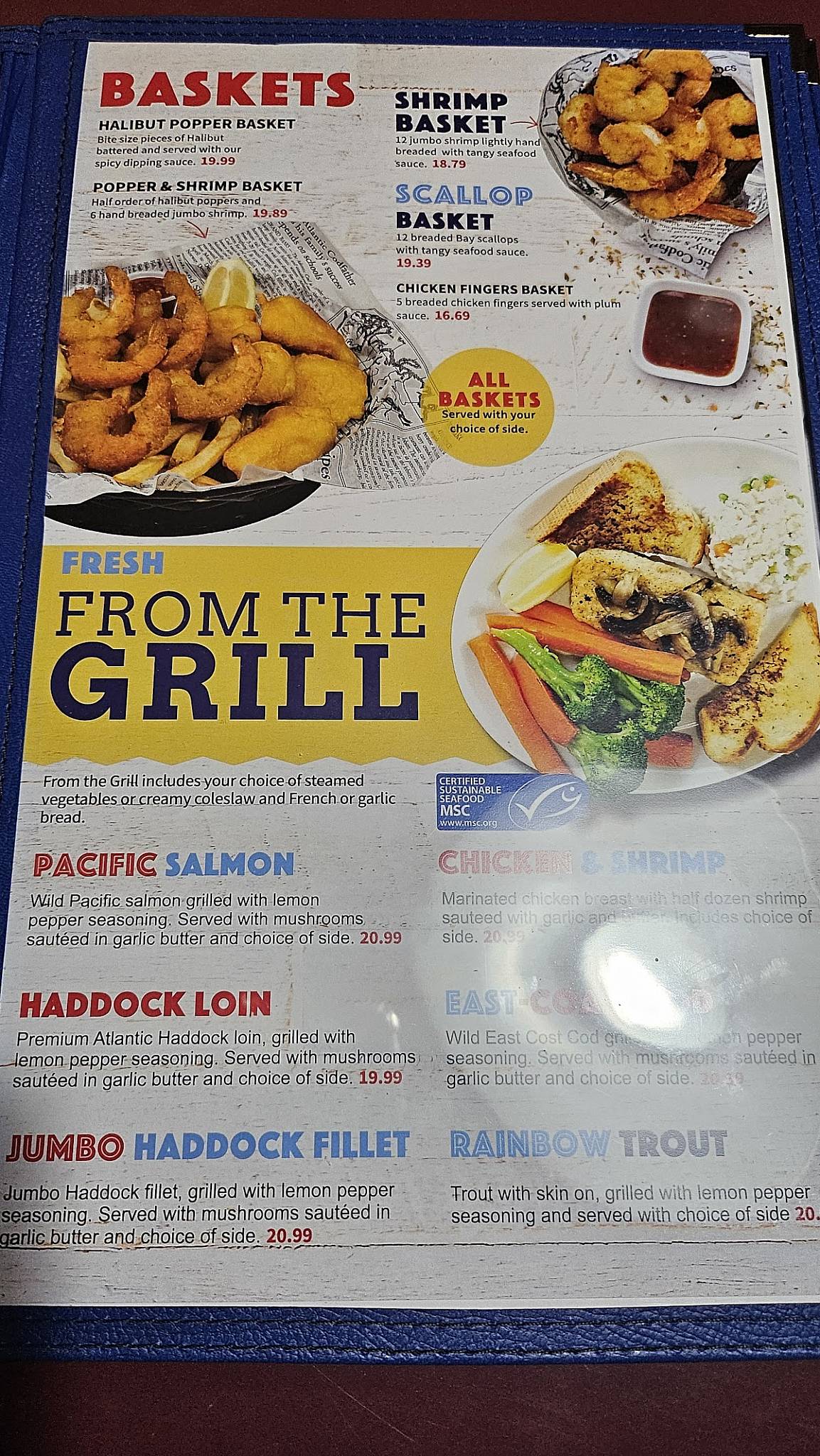 Menu at Archie's Fish & Chips restaurant, London, Huron St