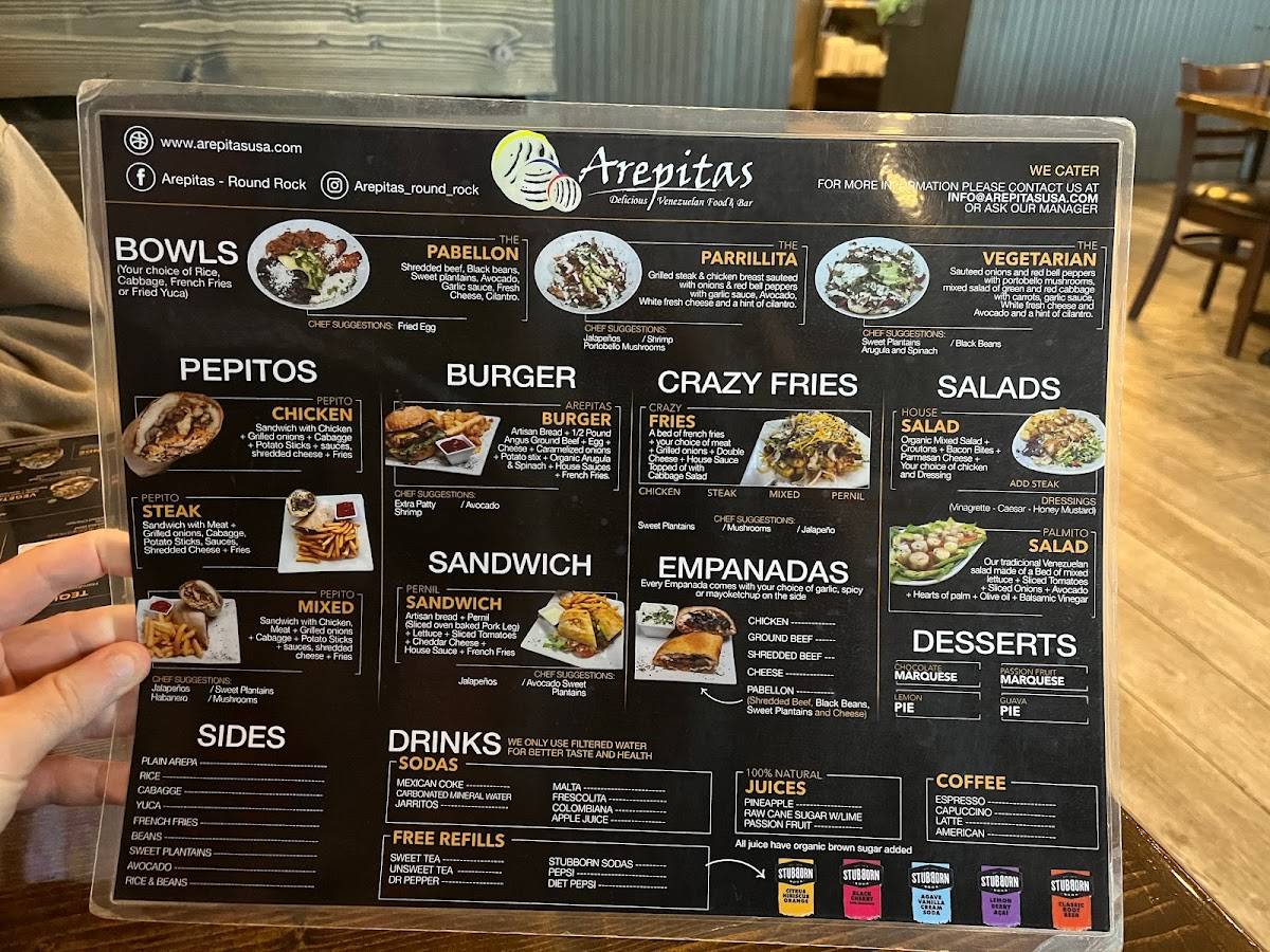 Menu at Arepitas (Round Rock) restaurant, Round Rock