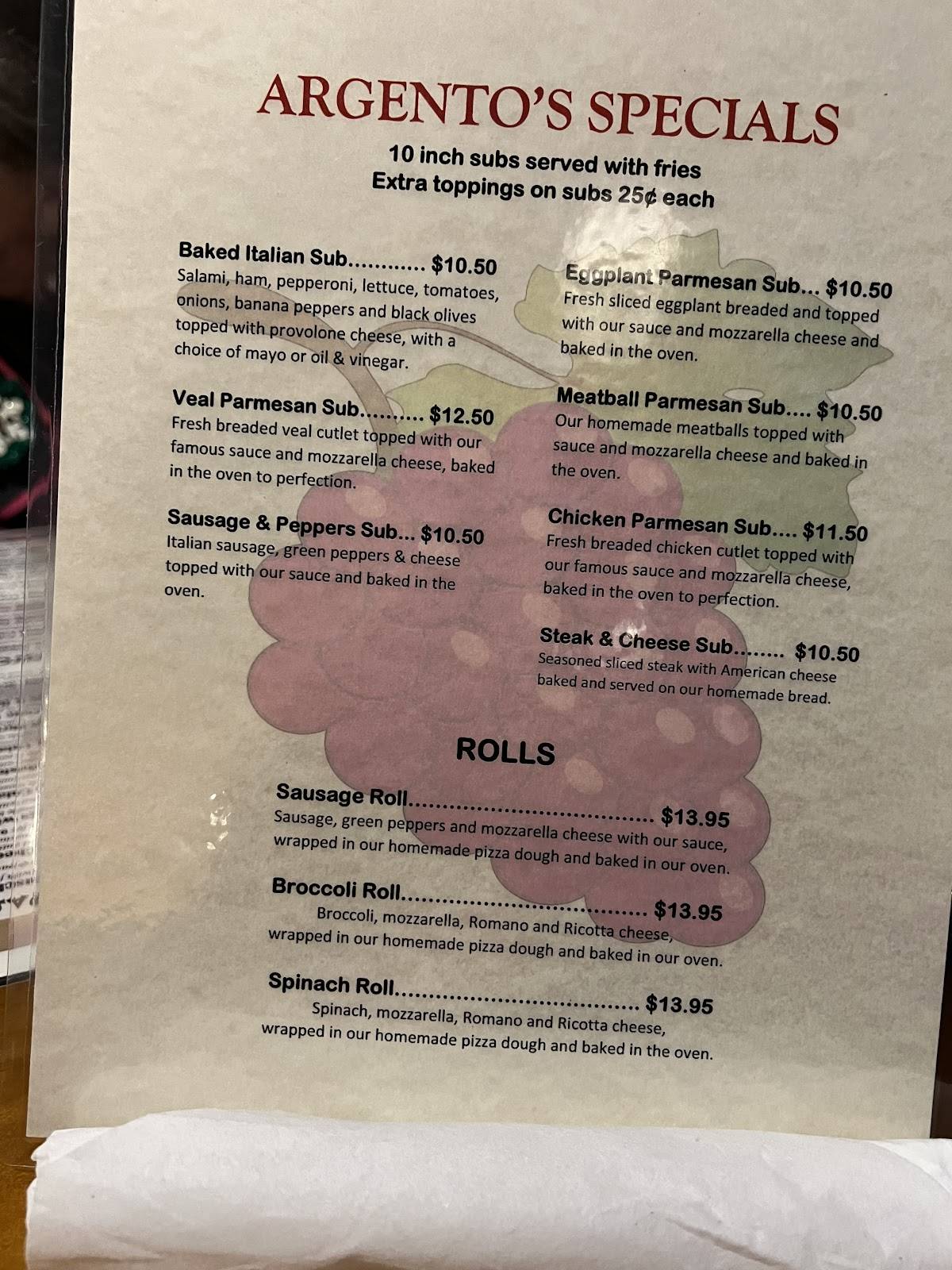 Menu at Argento's Italian Bistro pub & bar, Port Richey, US-19