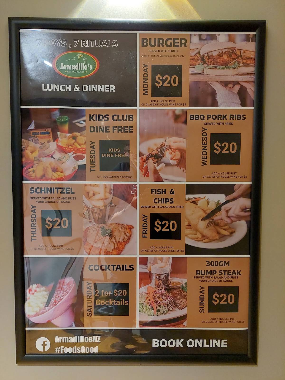 Menu at Ashburton Armadillos restaurant, Ashburton