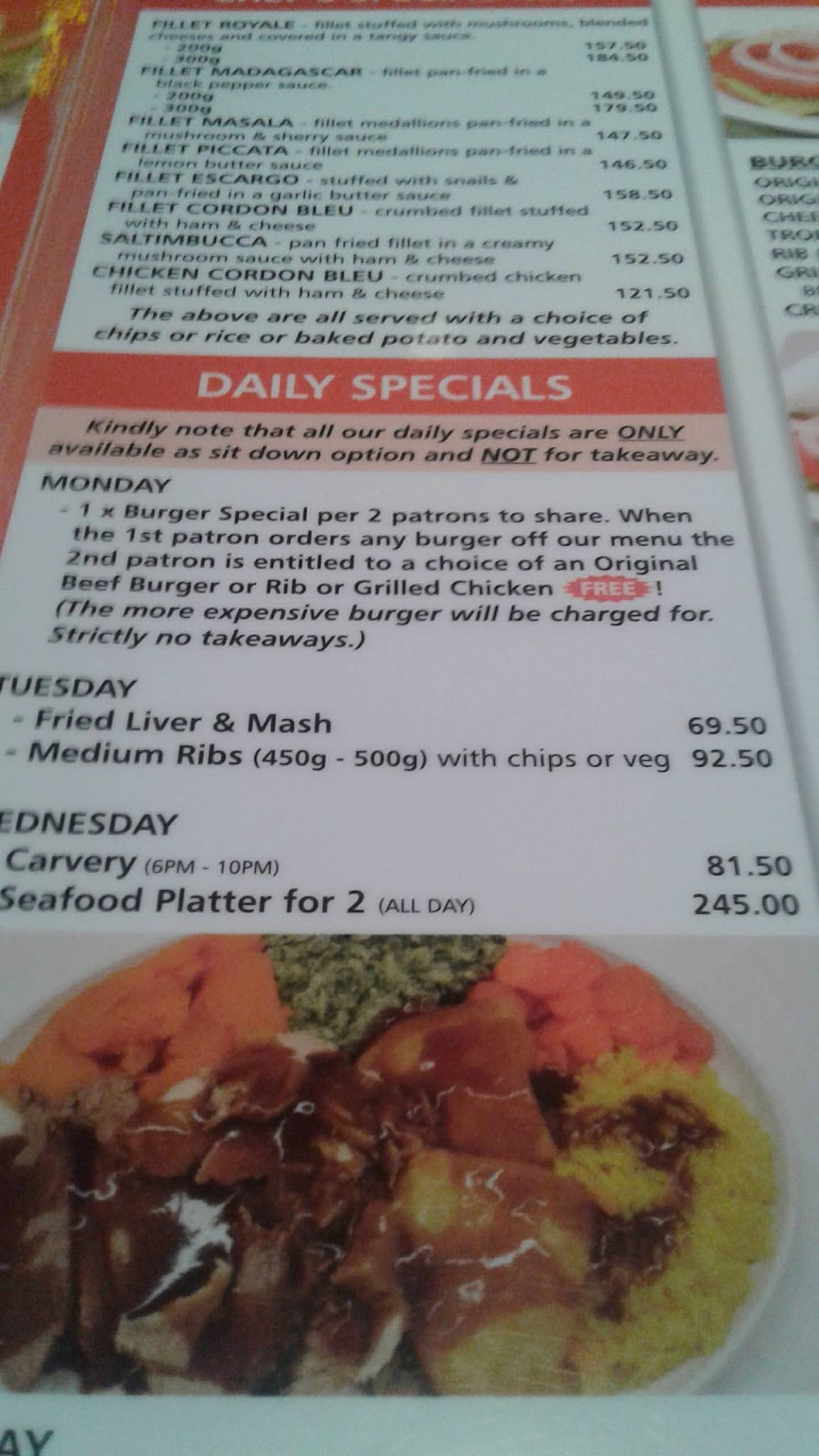 Menu at Ashley's Family Restaurant, Cape Town, 123 Voortrekker Rd