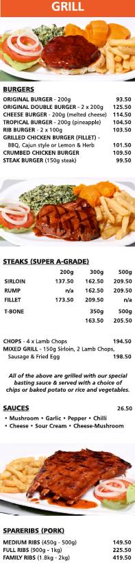 Menu at Ashley's Family Restaurant, Cape Town, 123 Voortrekker Rd
