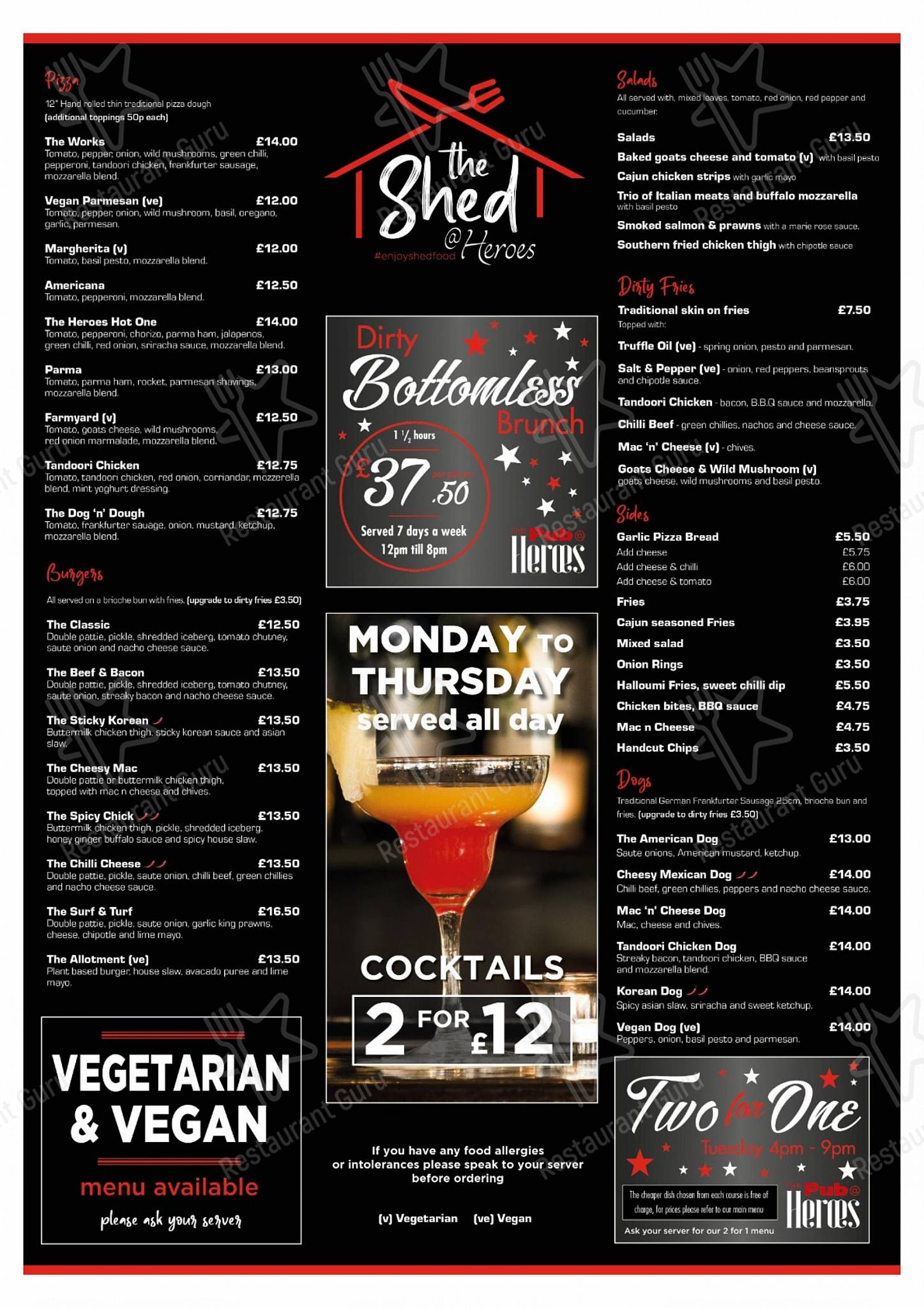 Menu at Heroes Of Waterloo restaurant, Ashton-under-Lyne