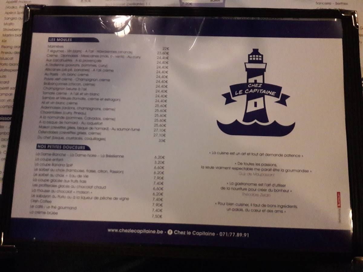 Menu au Chez le Capitaine, Sambreville