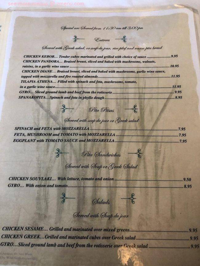 Menu at Athena Greek Restaurant, Amityville