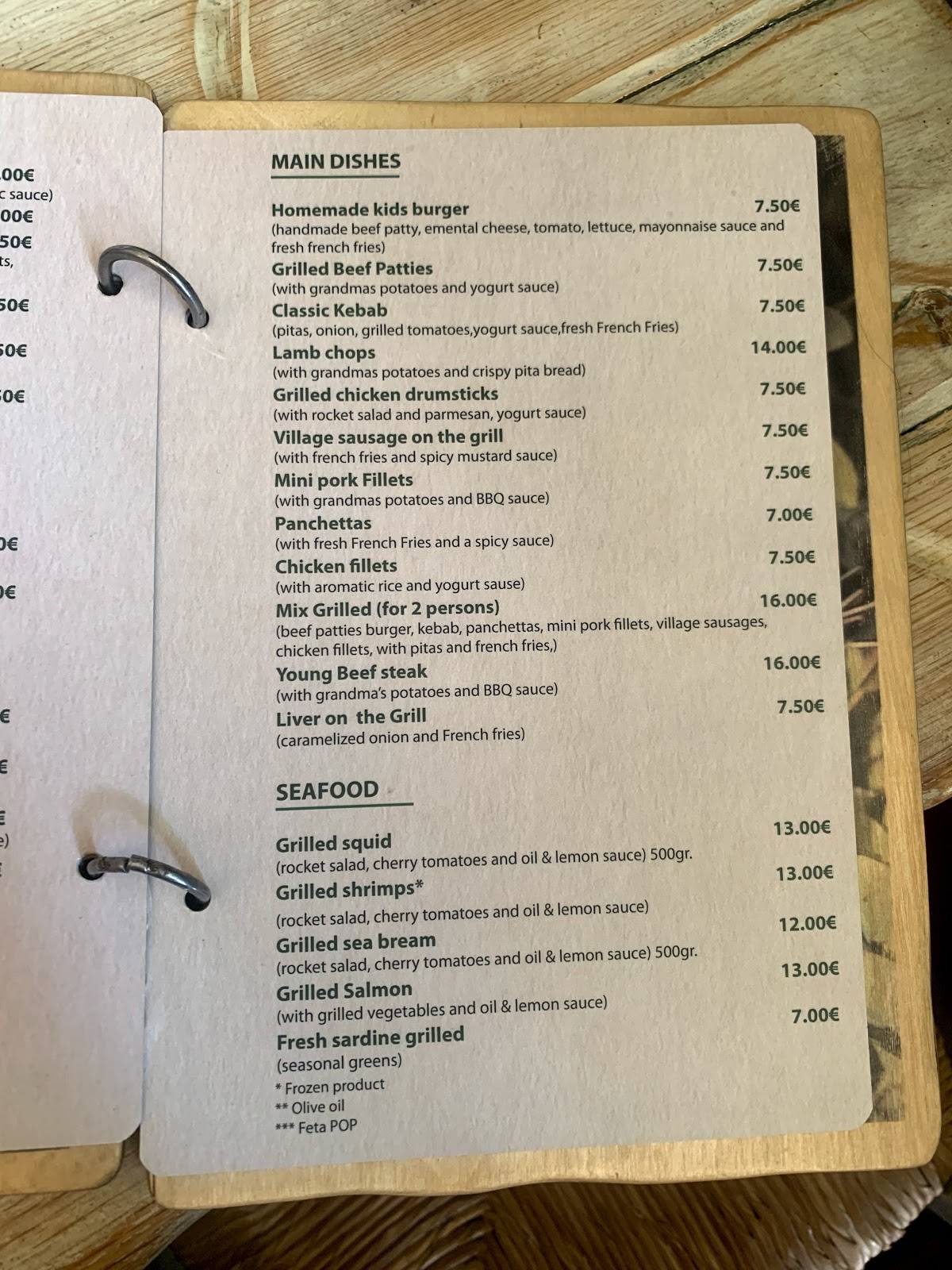 Menu at Ατίταμος, Athens