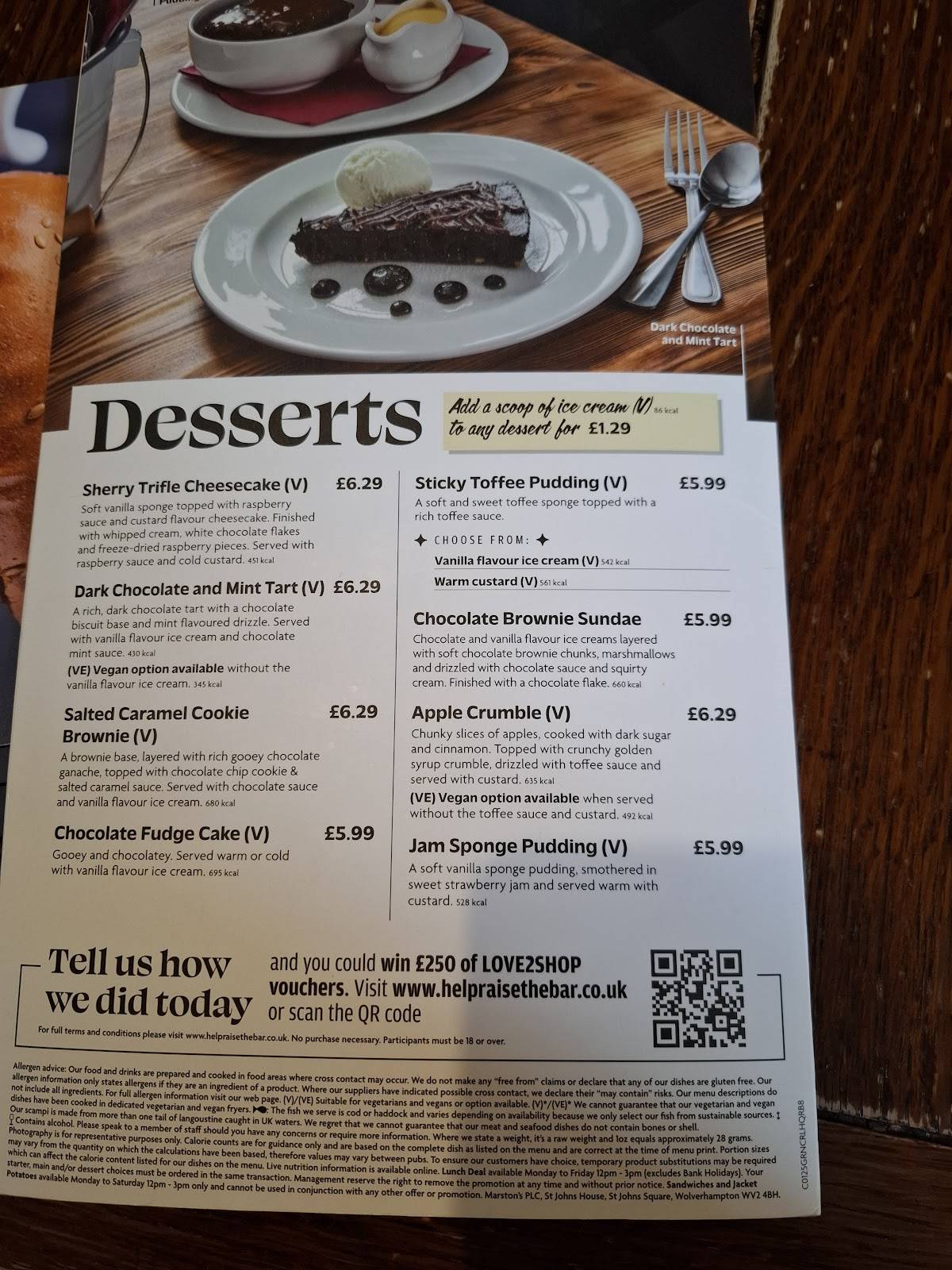 Menu at Aubrey Arms pub & bar, Cowbridge, Swansea Road