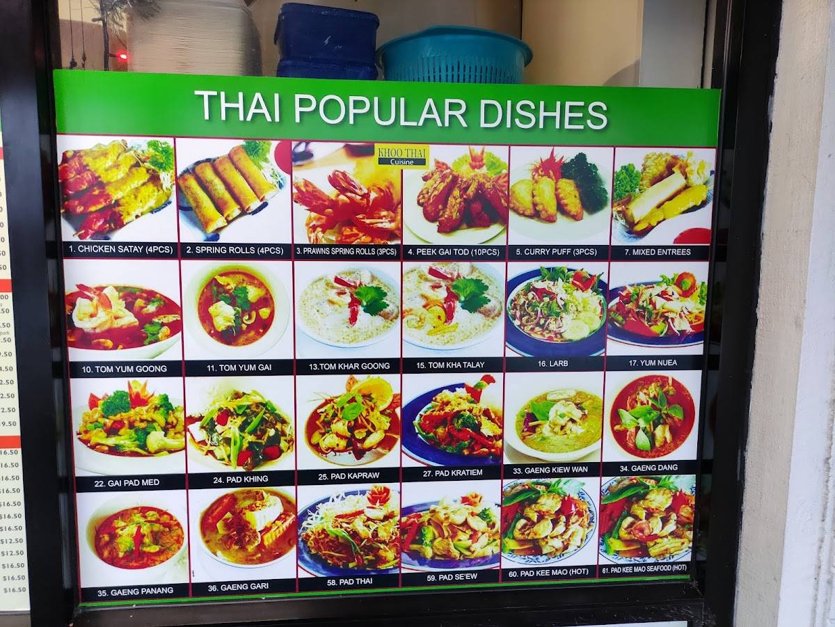 Menu at Khoo Thai Takeaway fast food, Auckland