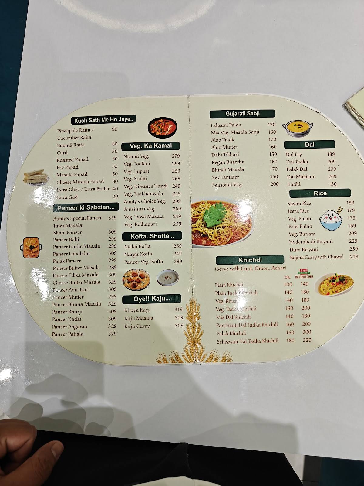 Menu at Aunty de parathe(gurukulwala), Ahmedabad, Raju Complex