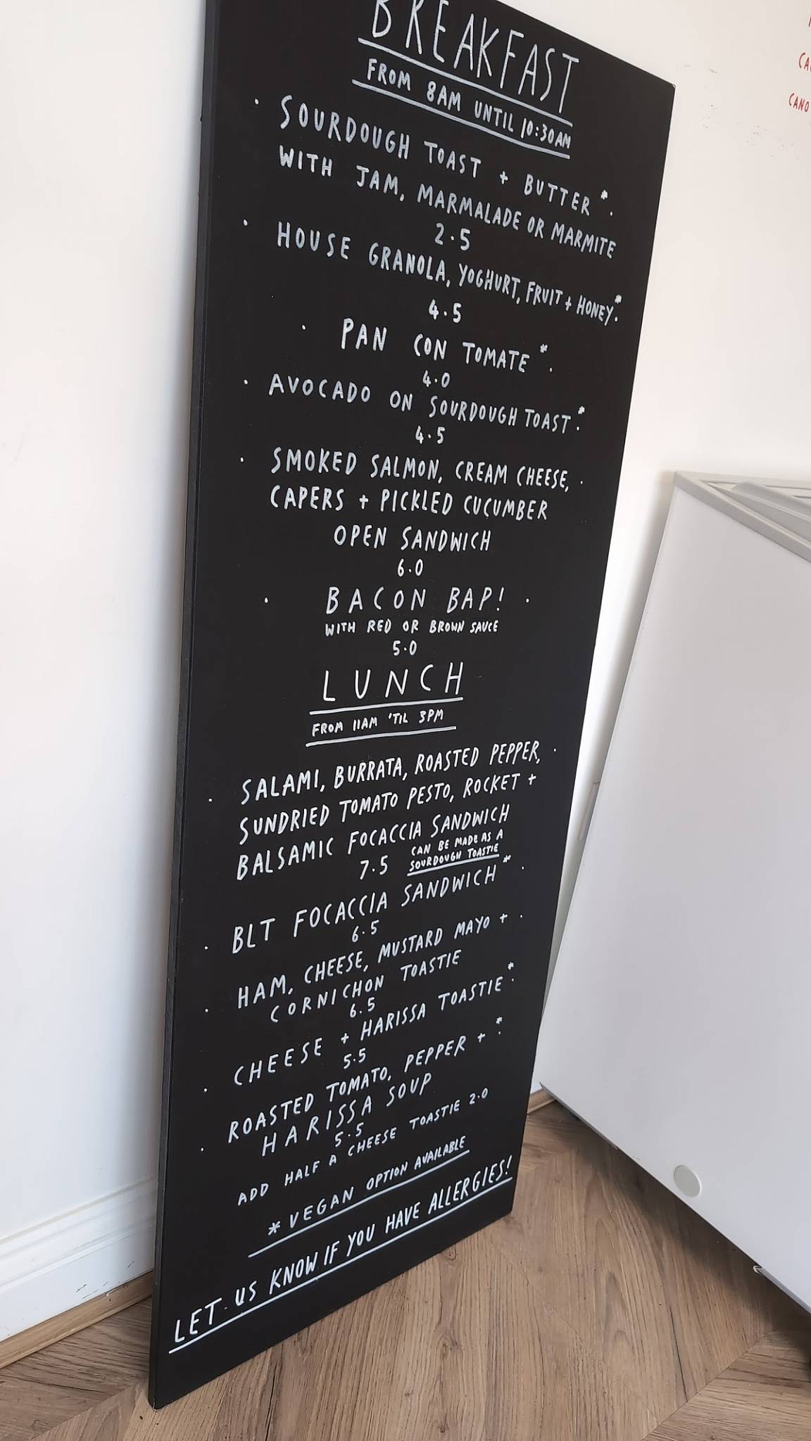 Menu at Average Doughs Bakery, West Malling