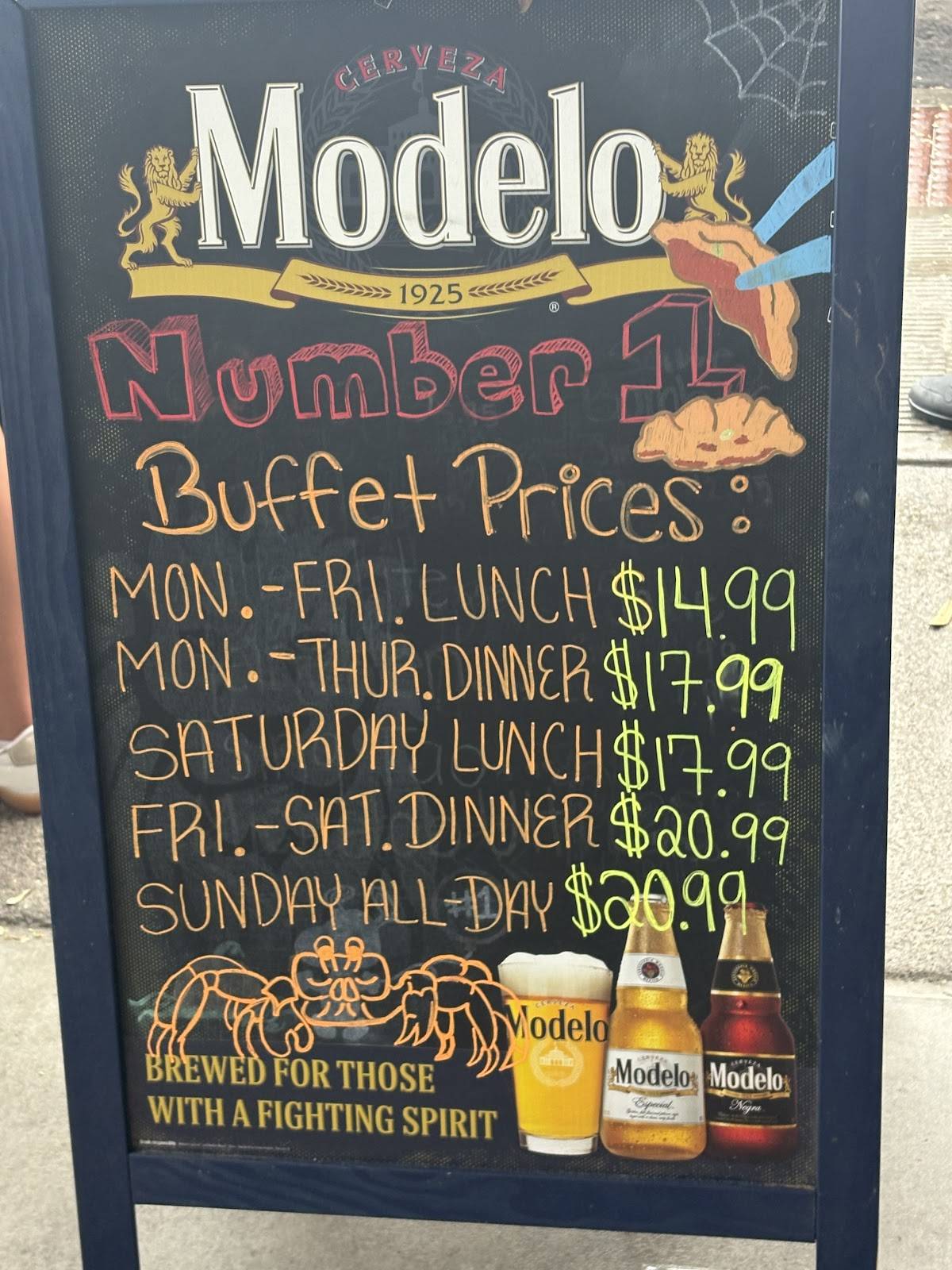 Menu at Number 1 buffet restaurant, Avondale