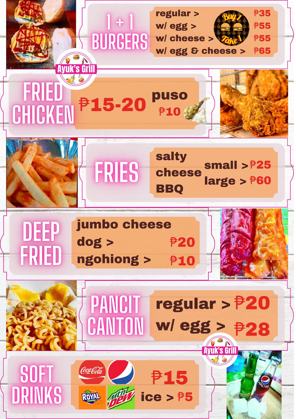 Menu at Ayuk's Grill restaurant, Lapu-Lapu City