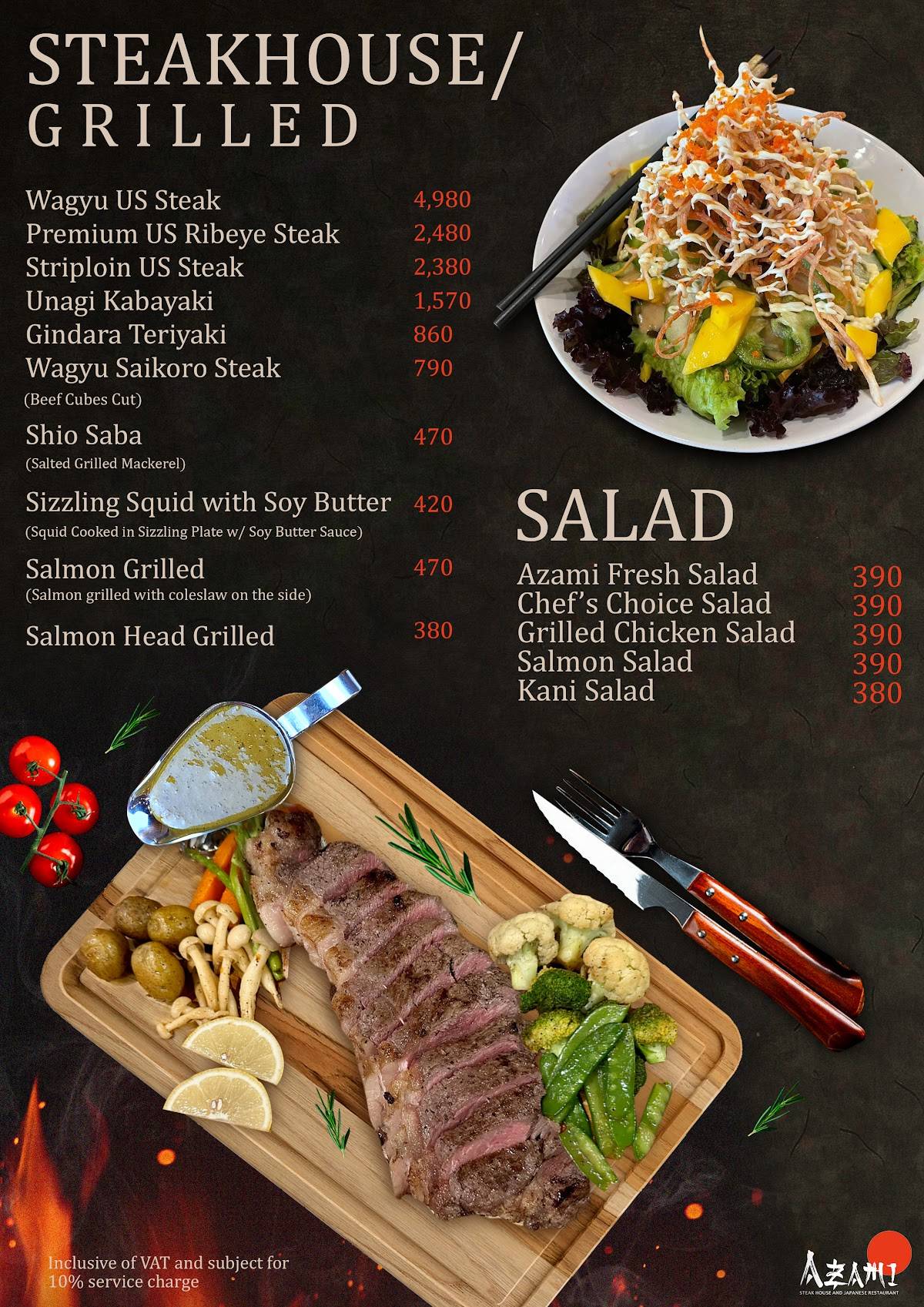 Carta del restaurante Azami Tagaytay, Tagaytay