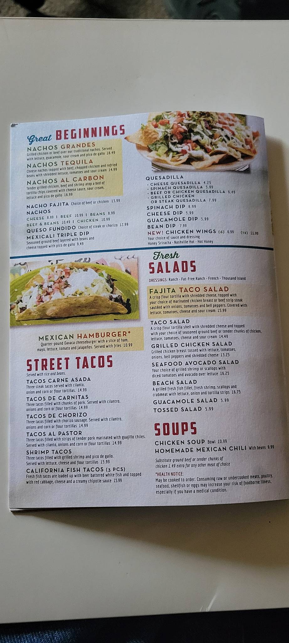 Menu at Azul Tequila Mexican Bar & Grill, Saint Joseph