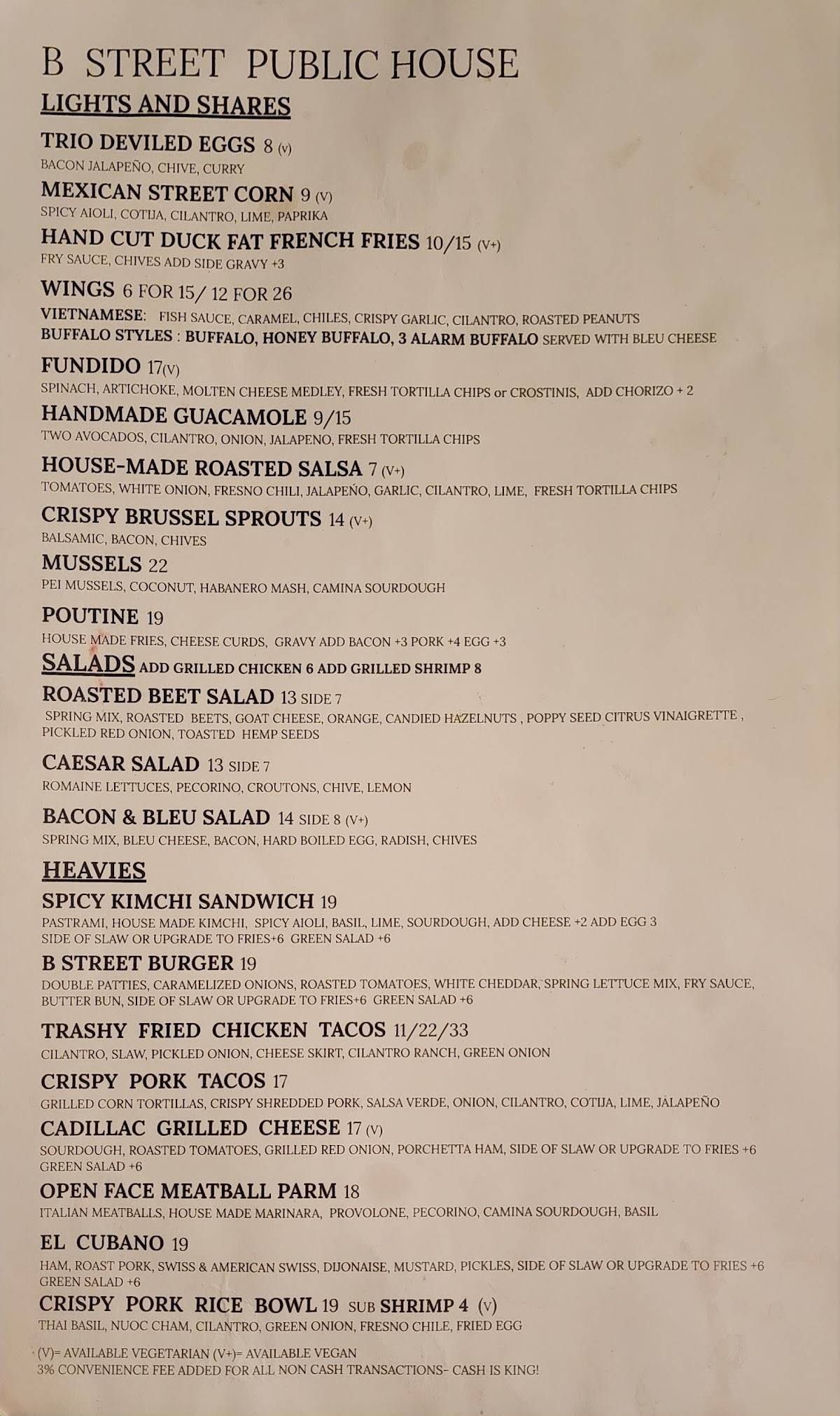 Menu at B Street Public House, Chico