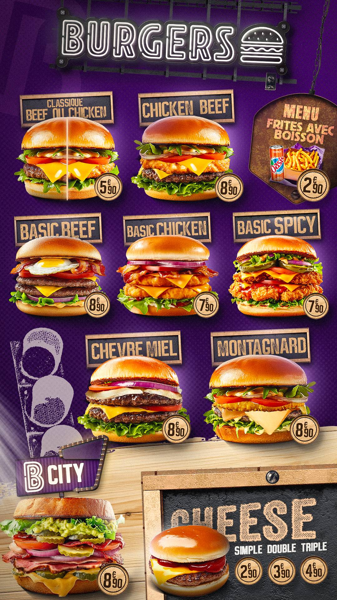 Menu at BASIC BEEF restaurant, Pecquencourt