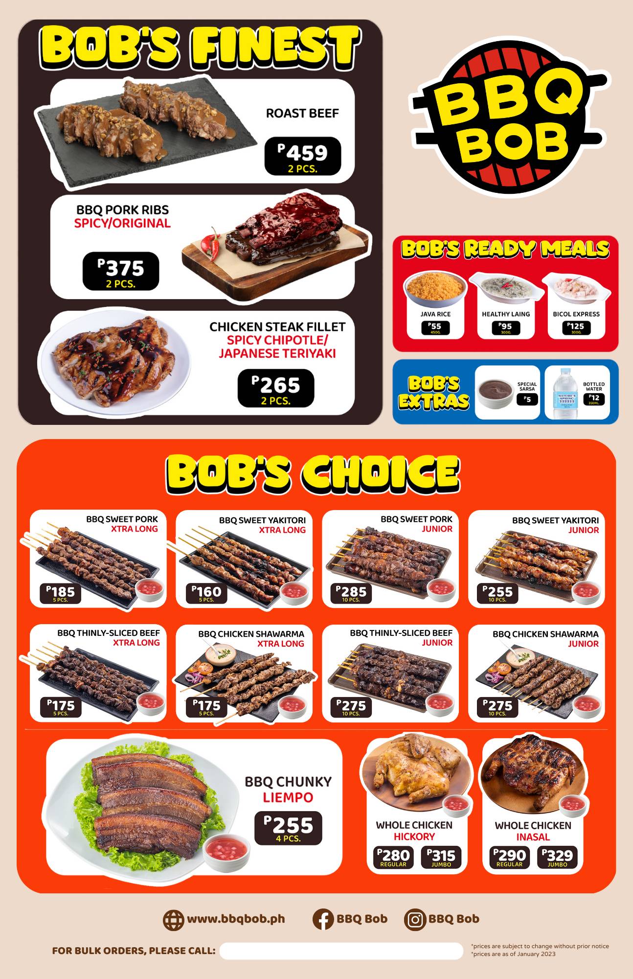 Menu at BBQ Bob, Philippines