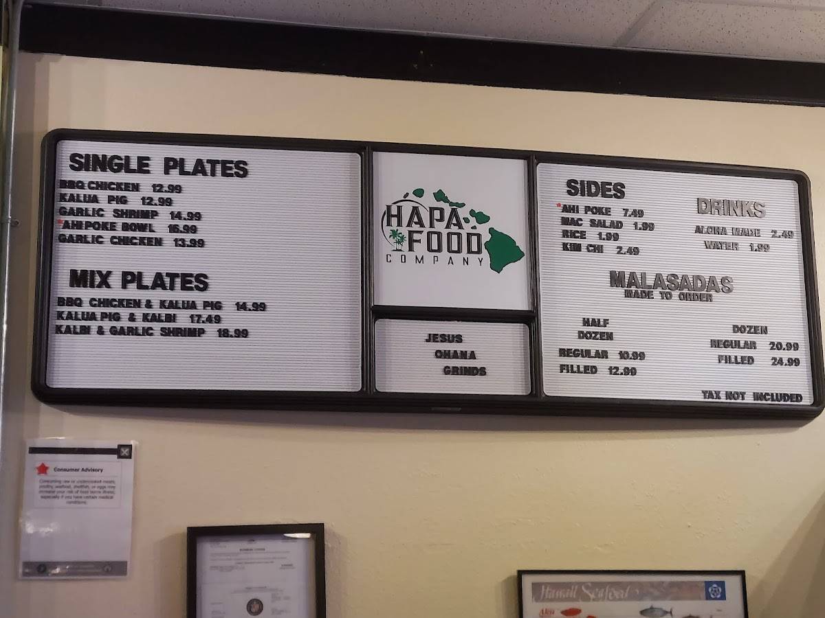 Menu at Hapa Food Company BBQ, Mesa