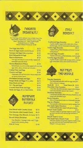 Menu at BG's Cafe, Oxnard