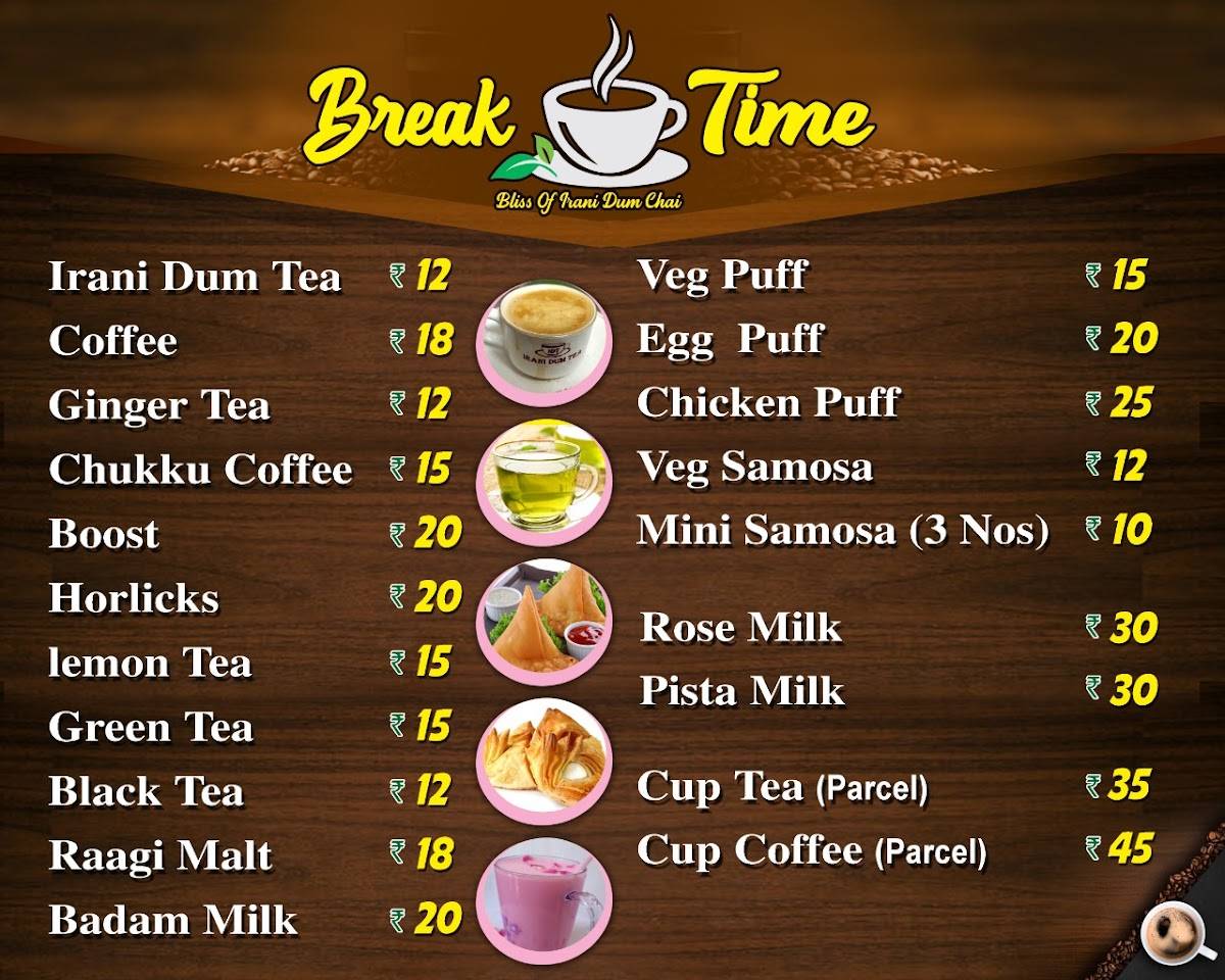 Menu au Break Time cafè pub et bar, Dueville