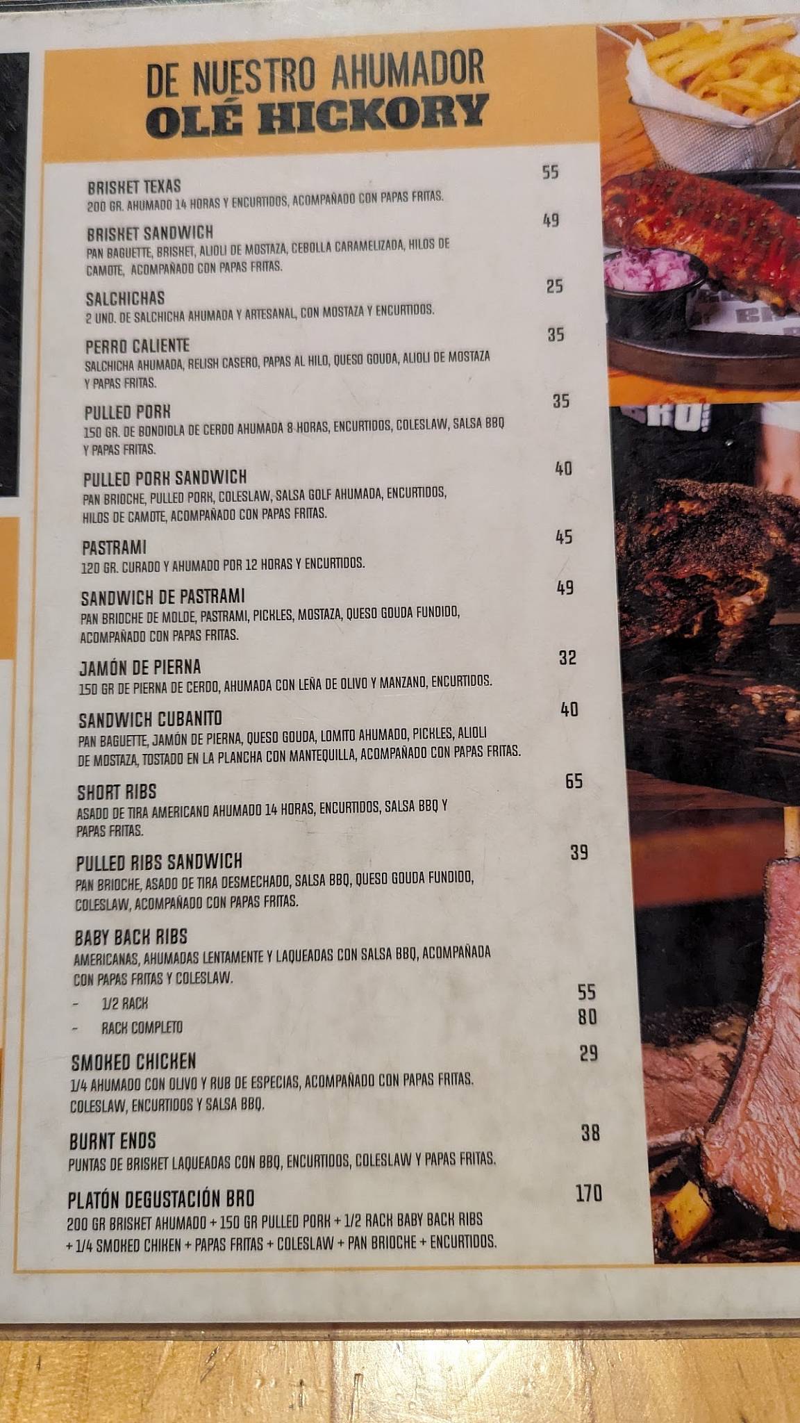 Carta de BRO BBQ, Miraflores