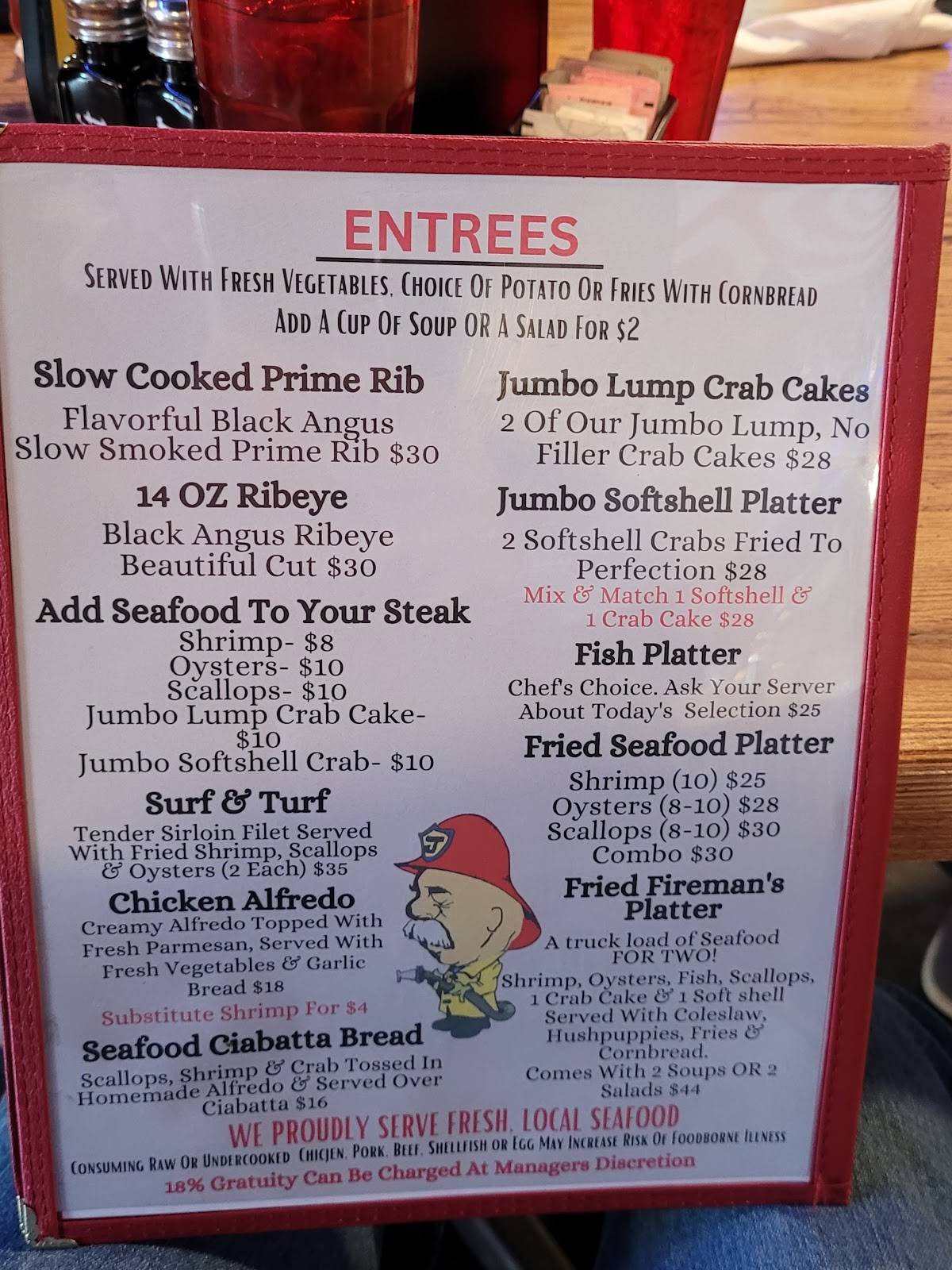 Menu at Backdraft steakhouse, Kinsale, Oldhams Rd