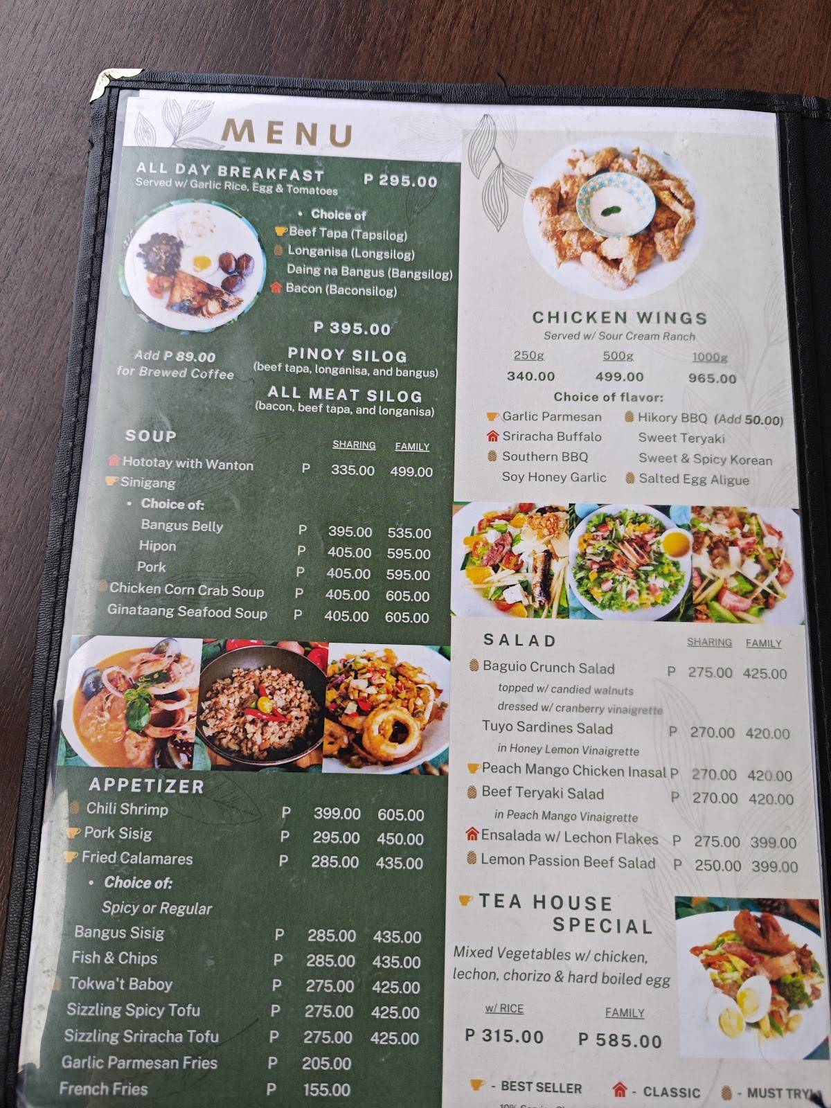 Menu at Tea House Kitchen by Chona SM Baguio restaurant, Baguio